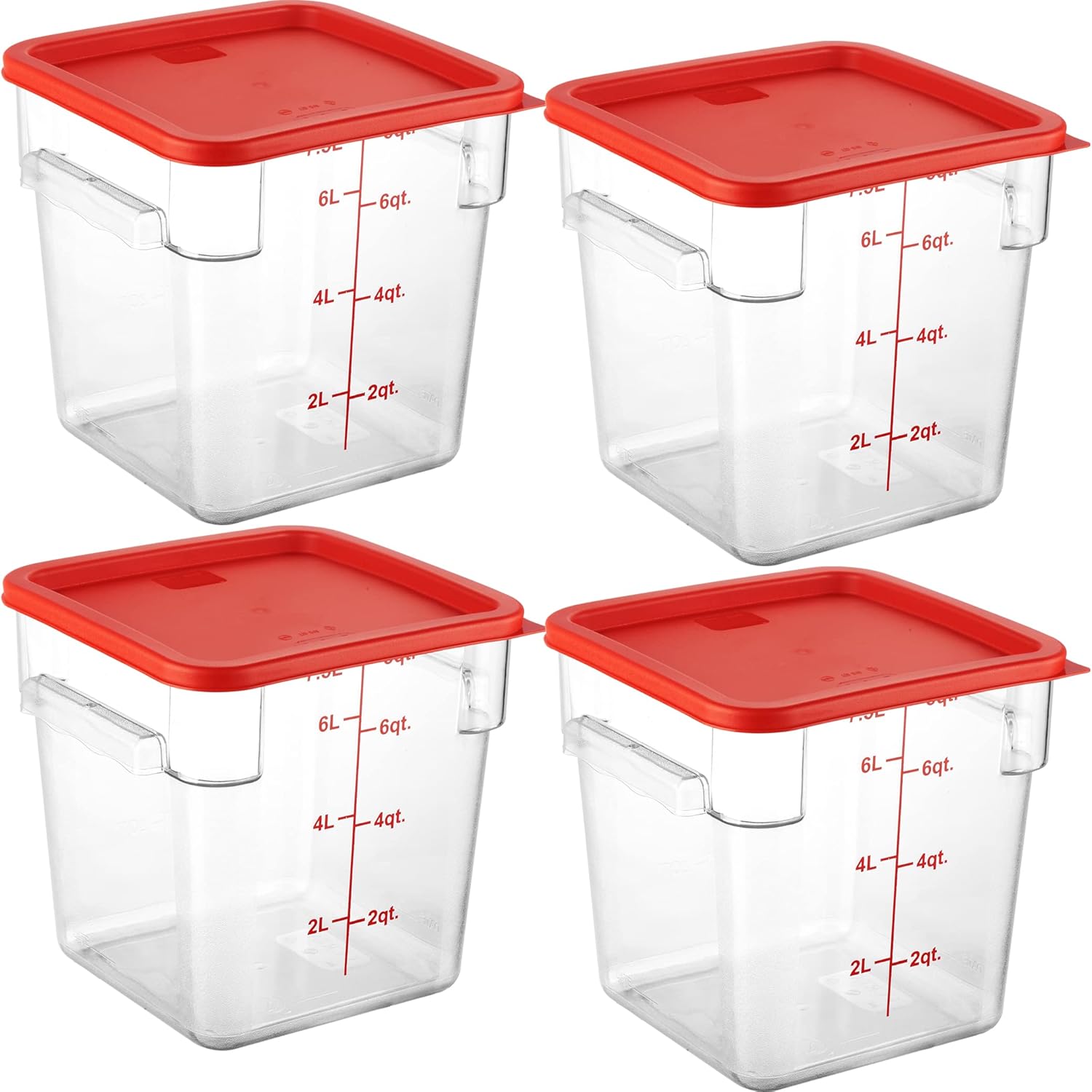 Amazon.com: CURTA 4 Pack Food Storage Container with Red Lid - NSF ...