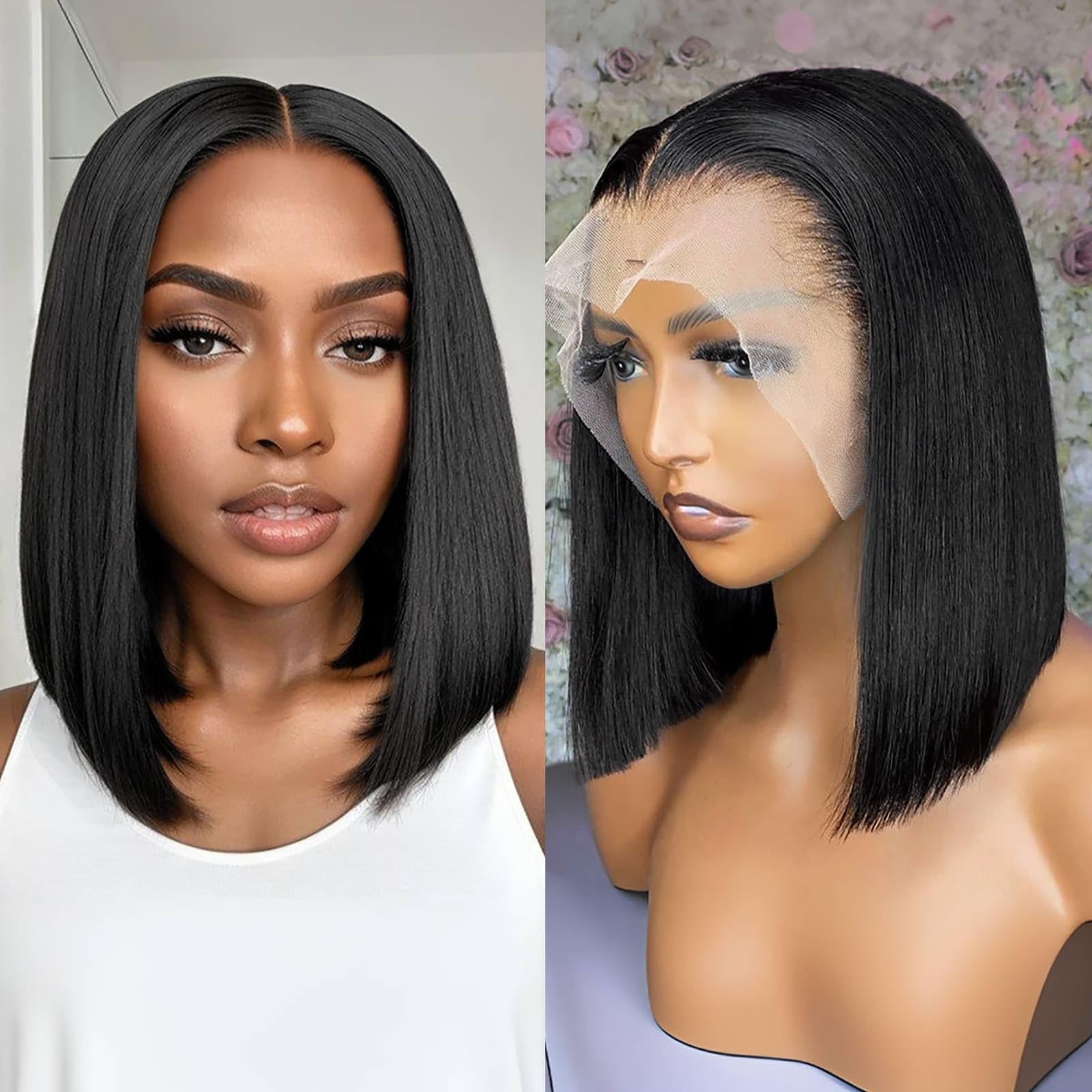 Amazon.com : Bob Wig Human Hair 13x4 Hd Lace Front Wigs Human Hair Pre ...