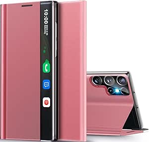 Amazon.com: for Samsung Galaxy S25 Ultra Case View Clear Smart Window, with Kickstand for ...