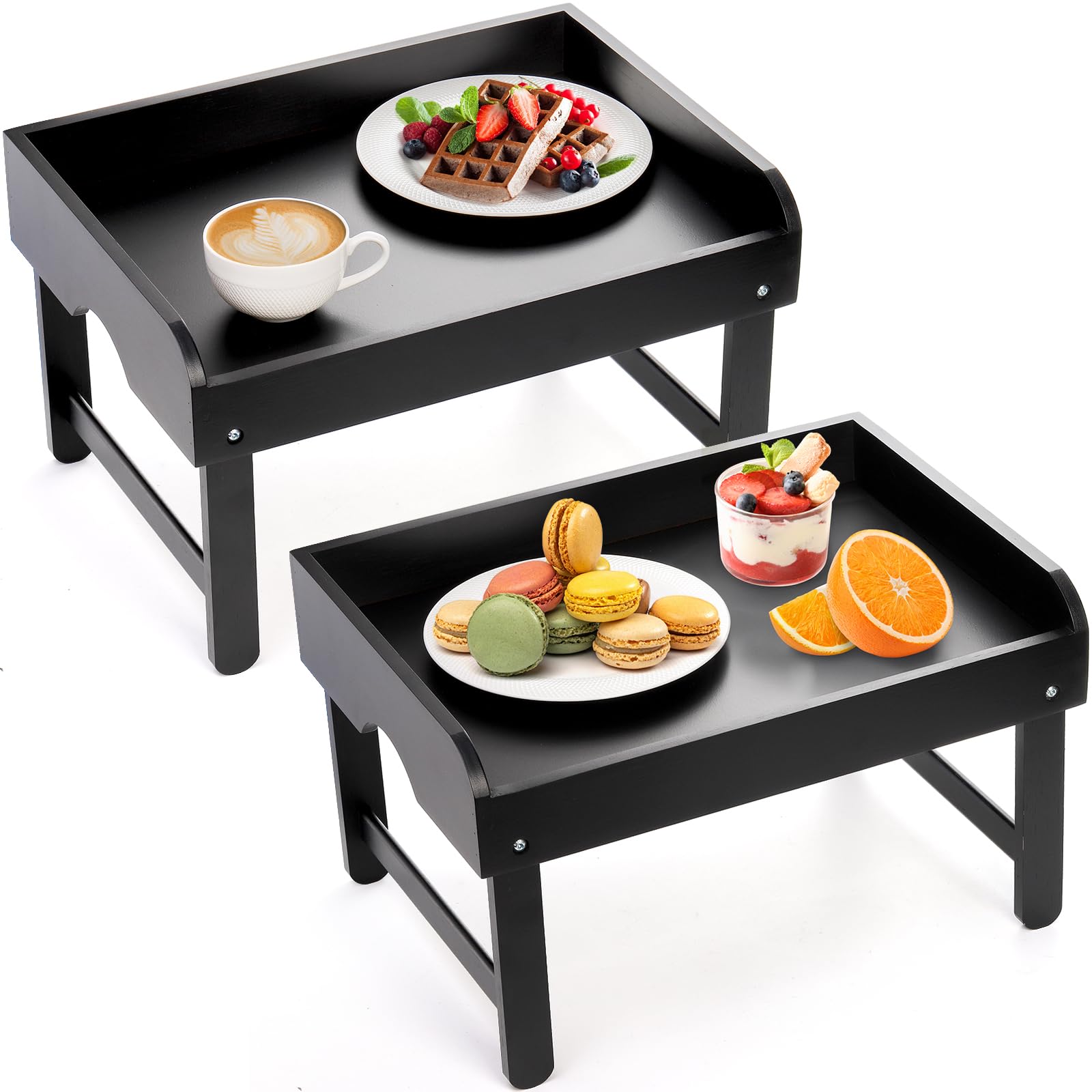 Amazon.com: Lawei 2 Pack Serving Tray with Handles, Portable Bamboo Bed ...