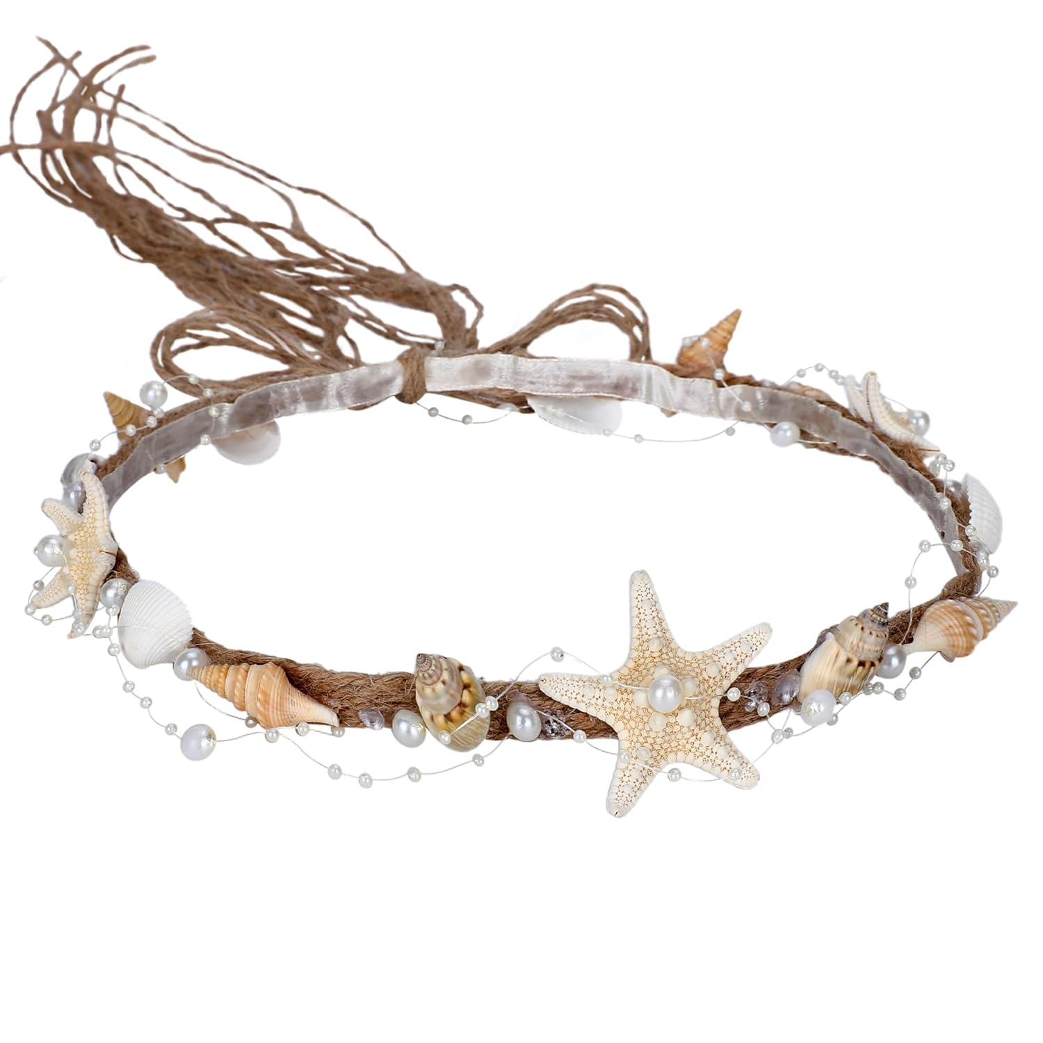 Amazon.com : PartyforU Starfish Shell Crown Headband - Handmade ...