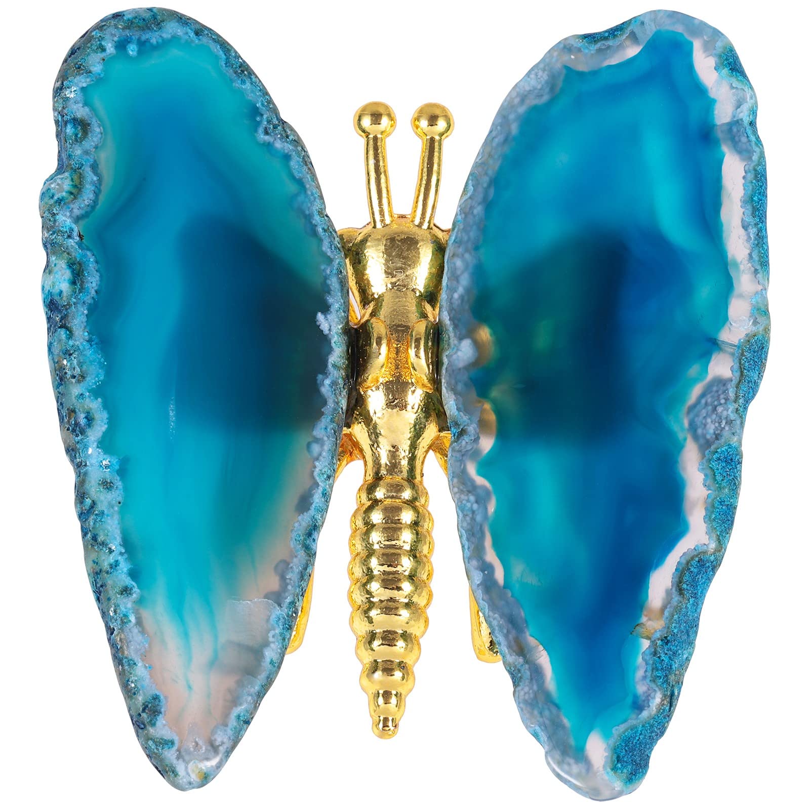 Amazon.com: Nupuyai Set of 2 Agate Slice Butterfly Stand Figurine with ...