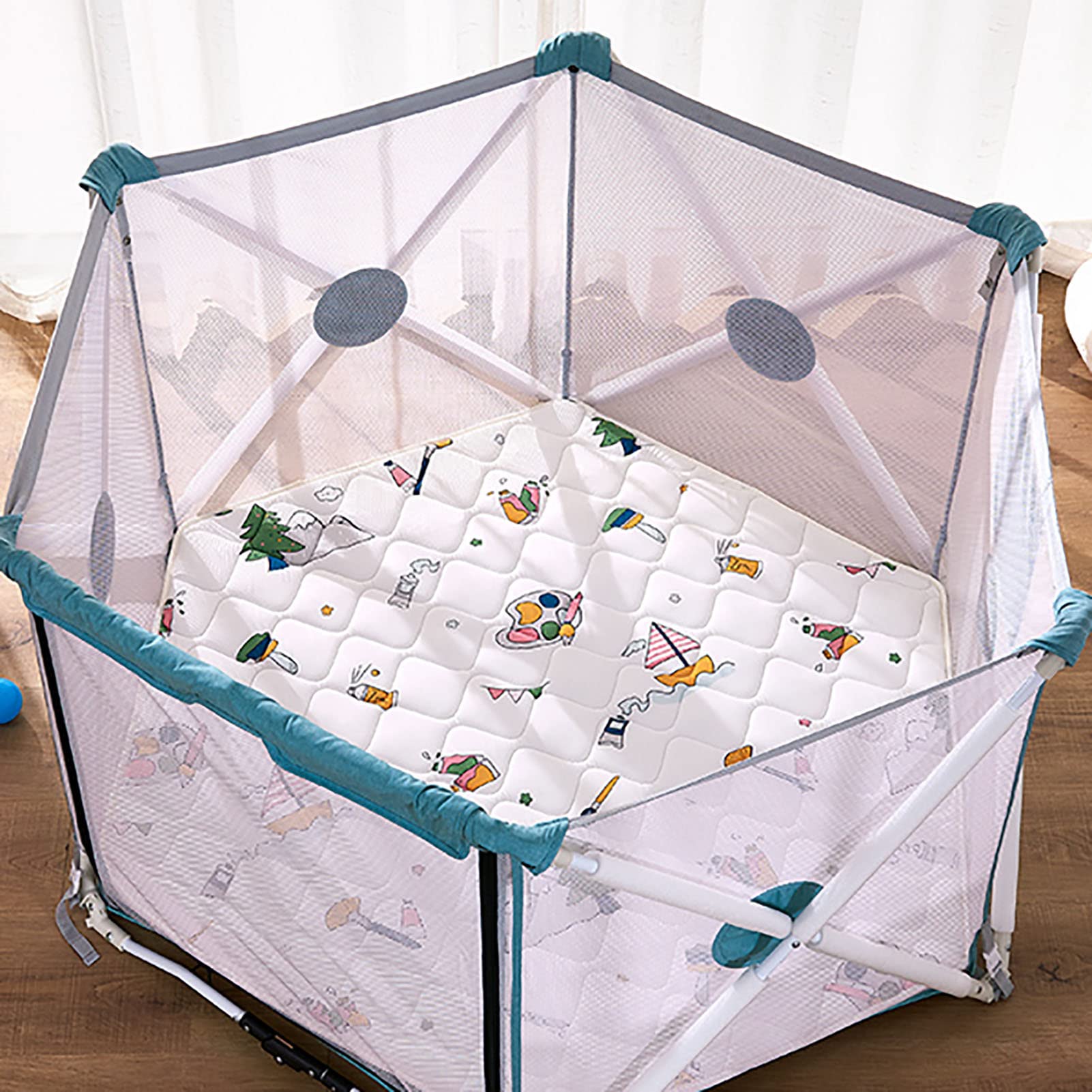 Hexagon Playpen Mat, Premium Foam Baby Playmat Fits Regalo Portable ...