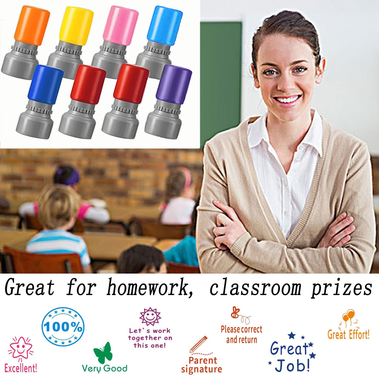 Snapklik.com : 8Pcs Teacher Stamps For Classroom Teachers Elementary ...