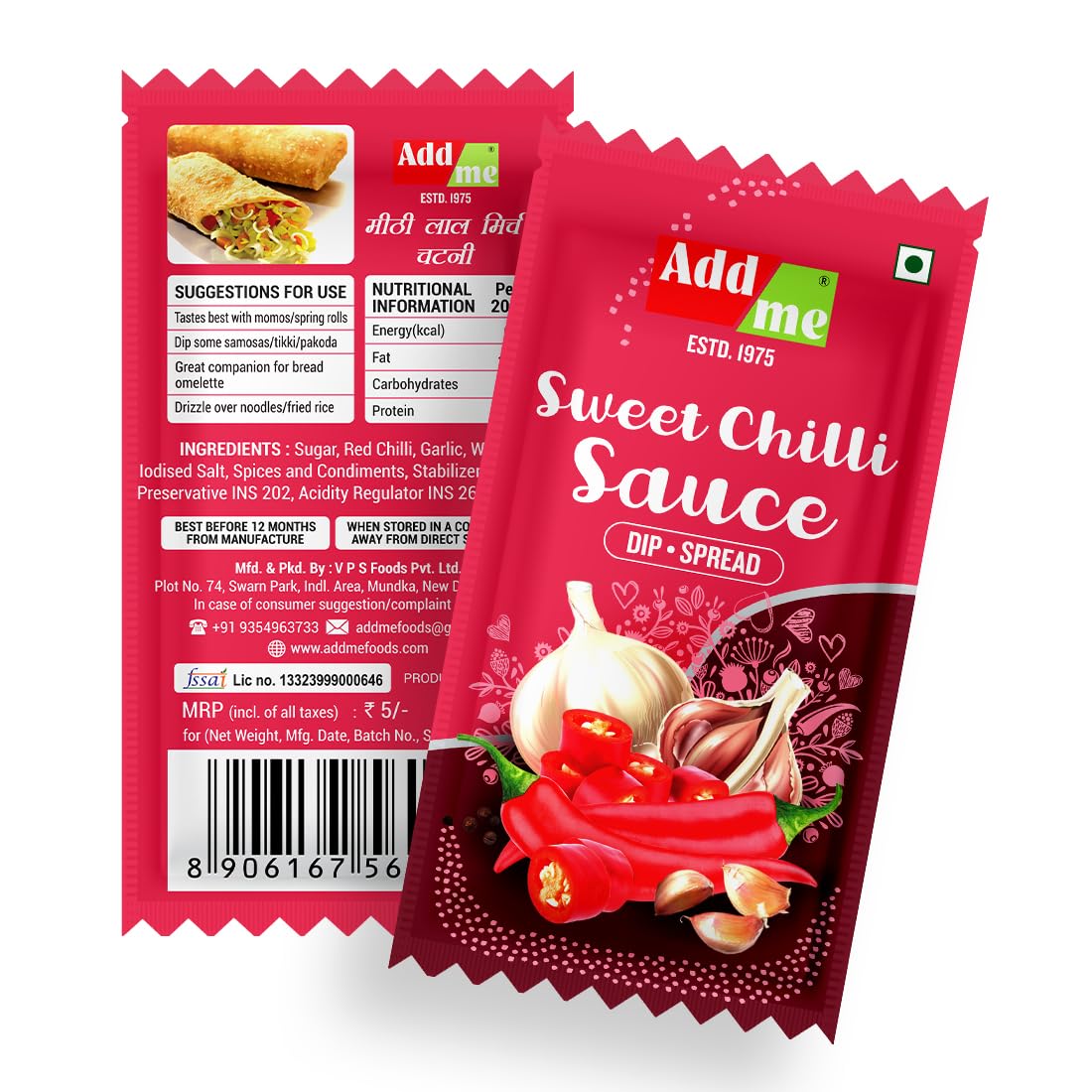 Add me sweet Chilli garlic Sauce 48 sachets of 12gm each sweet & spicy ...