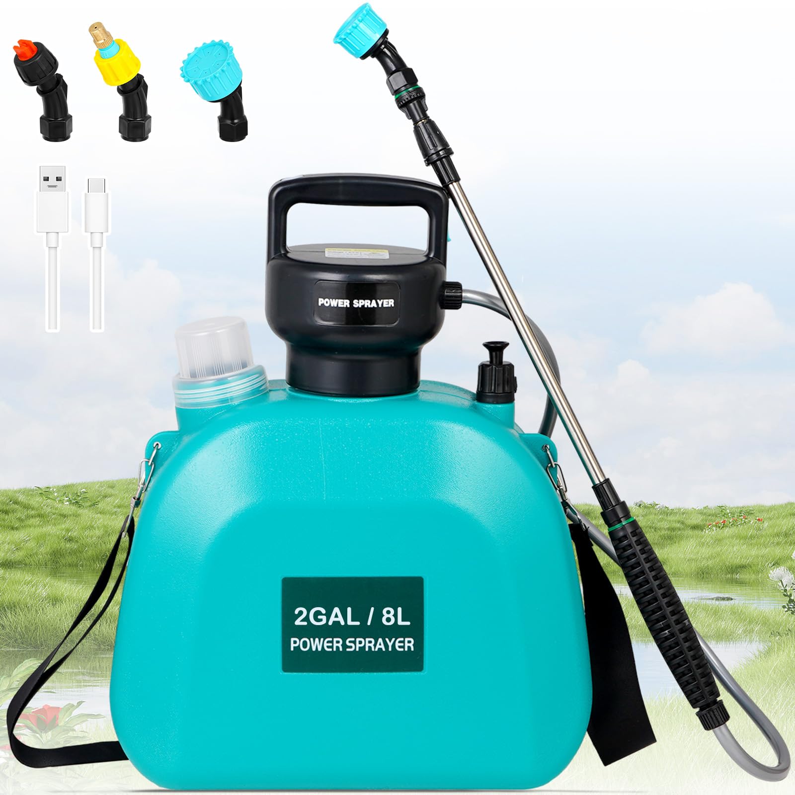 Amazon.com : Battery Powered Garden 2 Gallon/8L Backpack Pump Sprayer ...