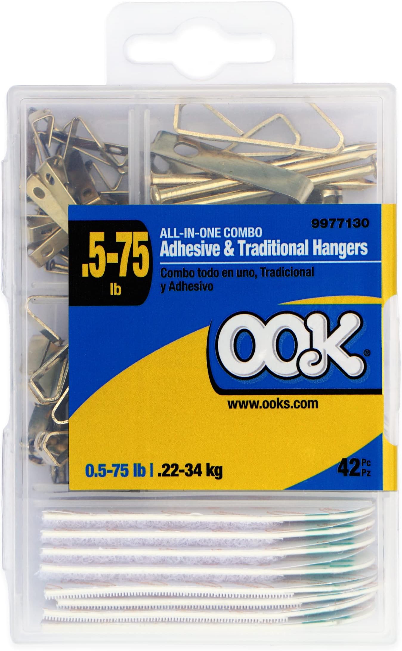 OOK 59243 Picture Hangers, Art Hangers, One Step Installation, Brass ...