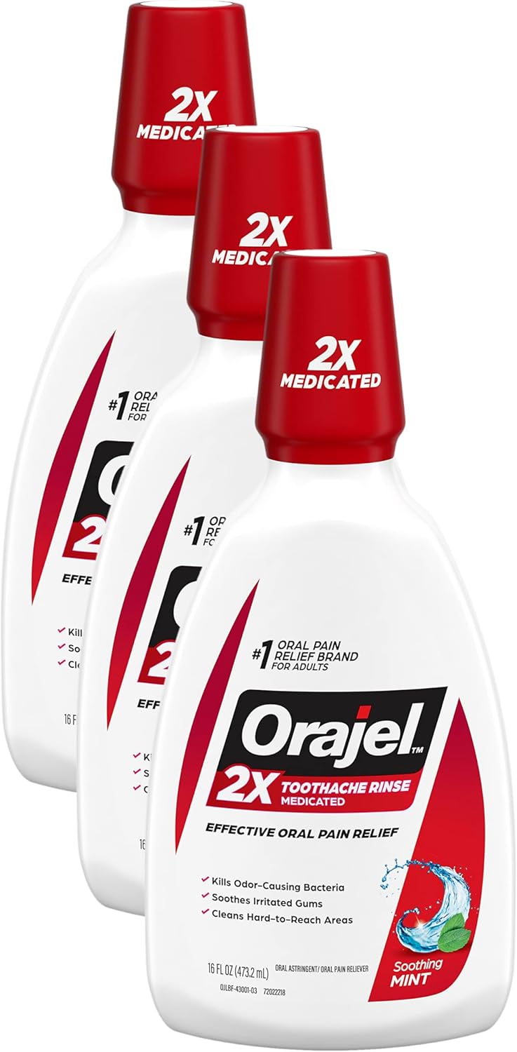 Amazon.com: Orajel Soothing Toothache Rinse, Mint, 16 Fl.Oz (Pack of 3 ...