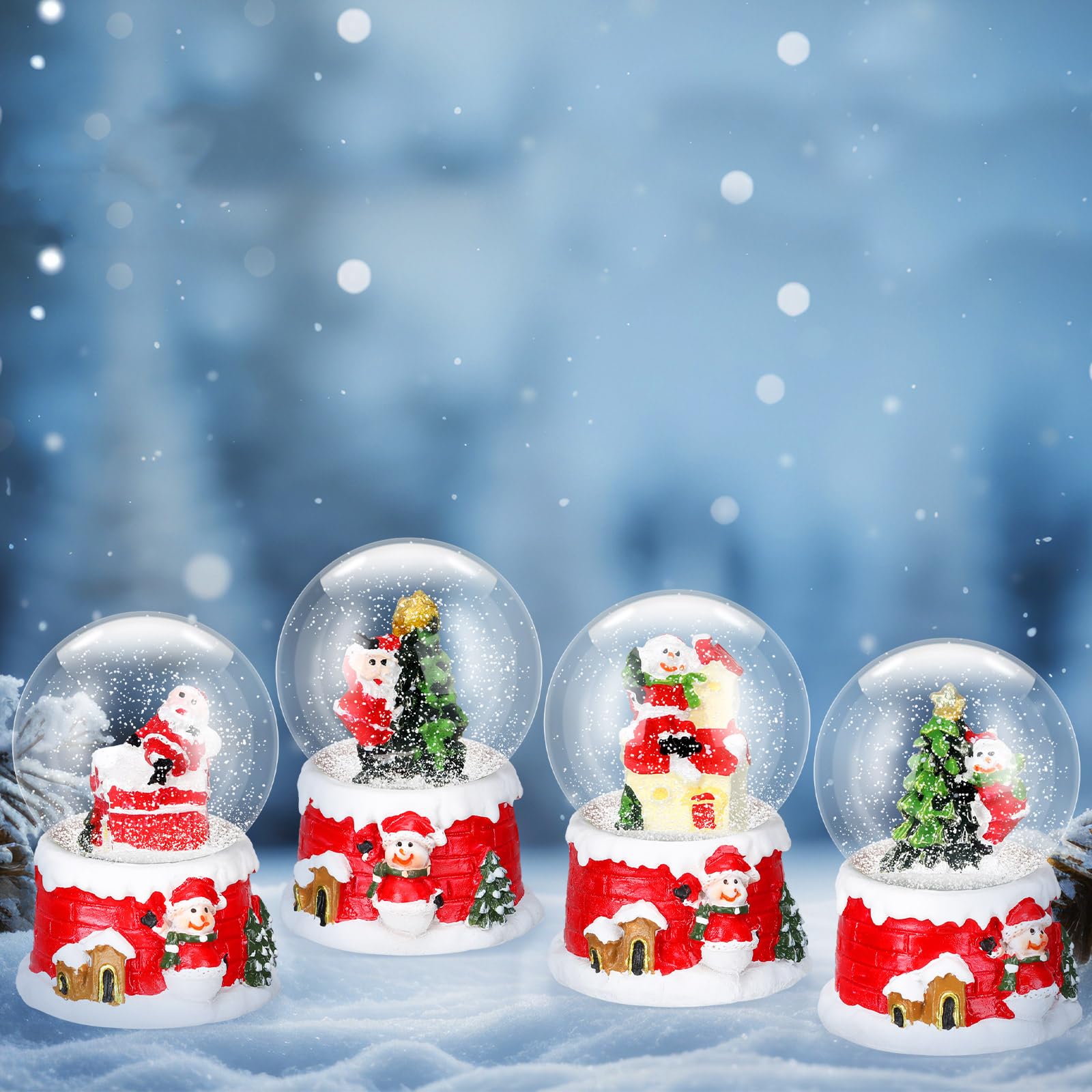 Amazon.com: Suclain 4 Pcs 1.8 Inch Christmas Snow Globe Santa Claus ...