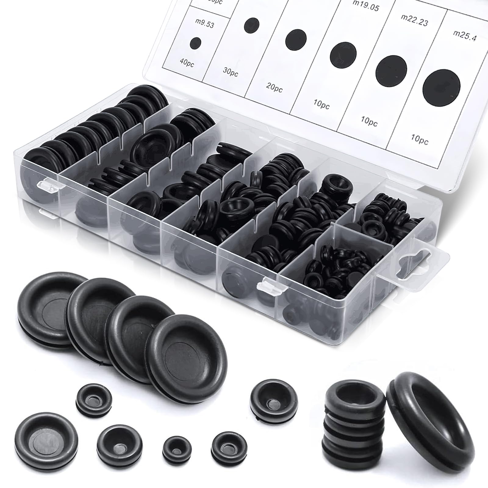 Rubber Grommet, 170 Pcs Electrical Wire Gasket, Firewall Hole Plug ...