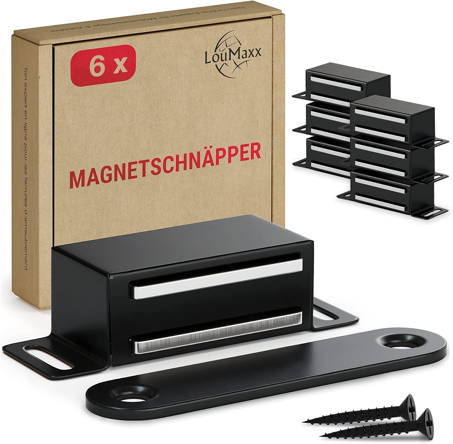 LouMaxx Magnetschnäpper stark - Haltekraft 6kg - 6er Set in Schwarz ...