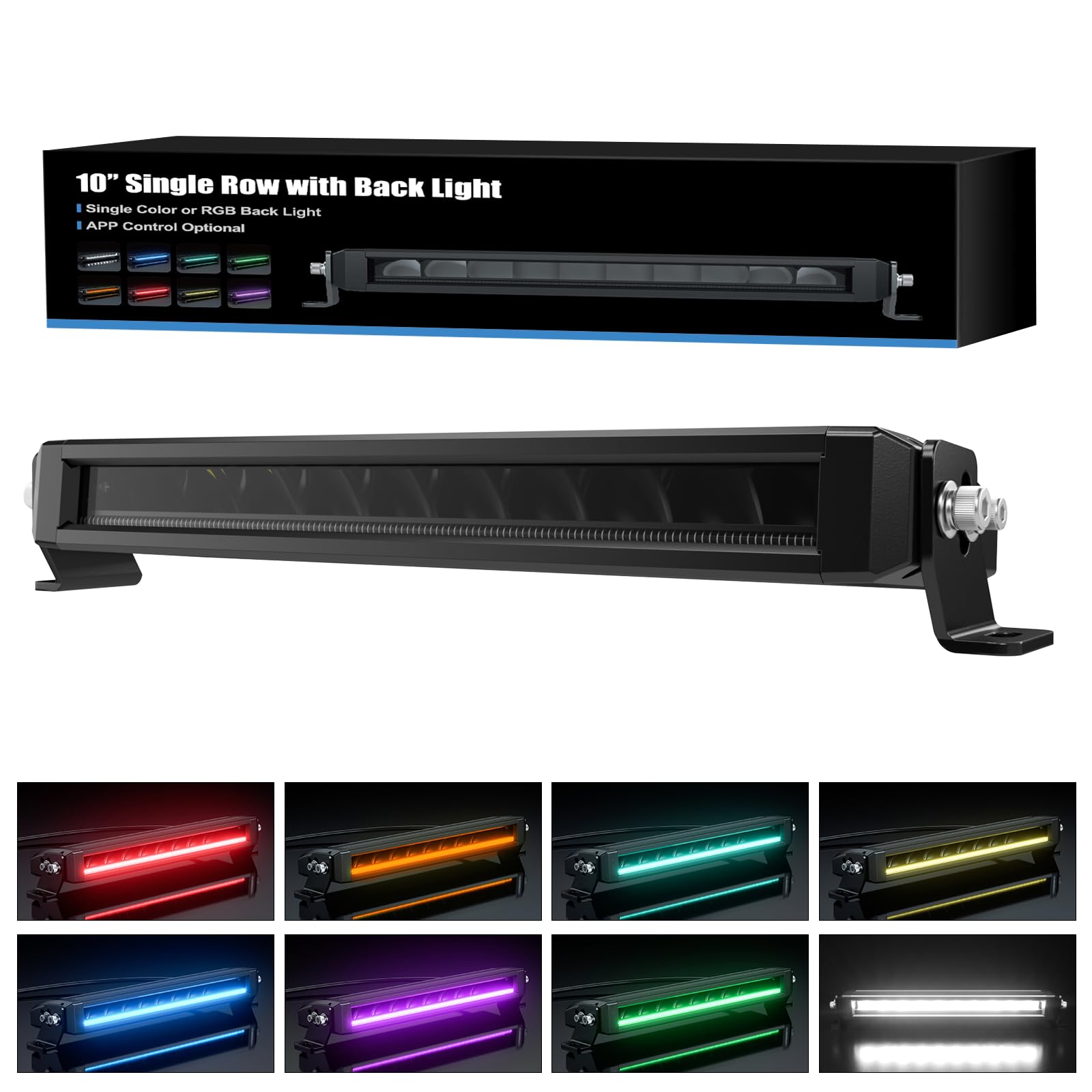 Amazon.com: 4WDKING LED Light Bar 10 Inch RGBW Off Road LED Work Light ...