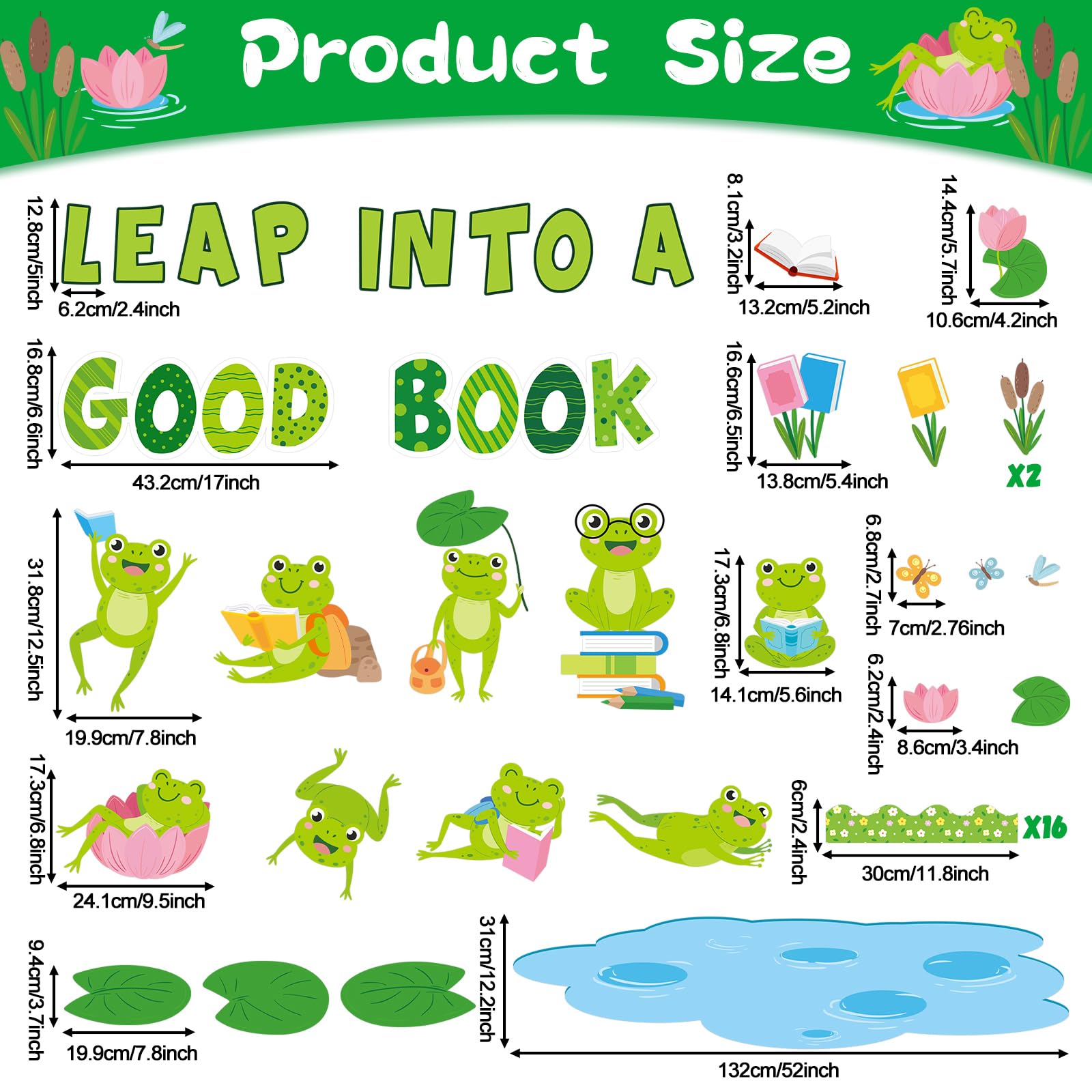 Snapklik.com : Gisgfim Frog Reading Bulletin Board Decorations Set ...