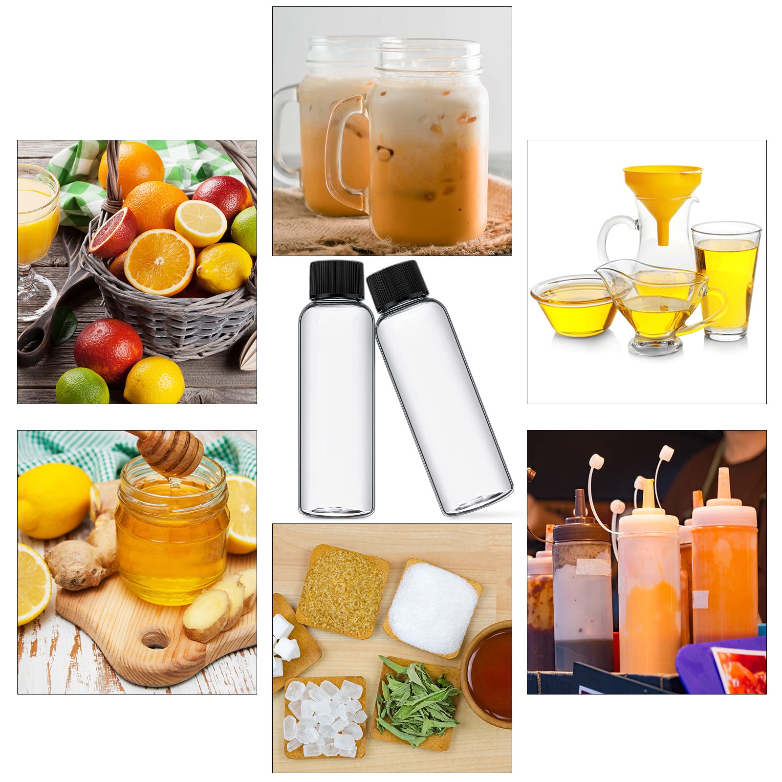 150 Pcs 2oz Clear Plastic Bottles Mini Juice Bottle with Black Screw ...