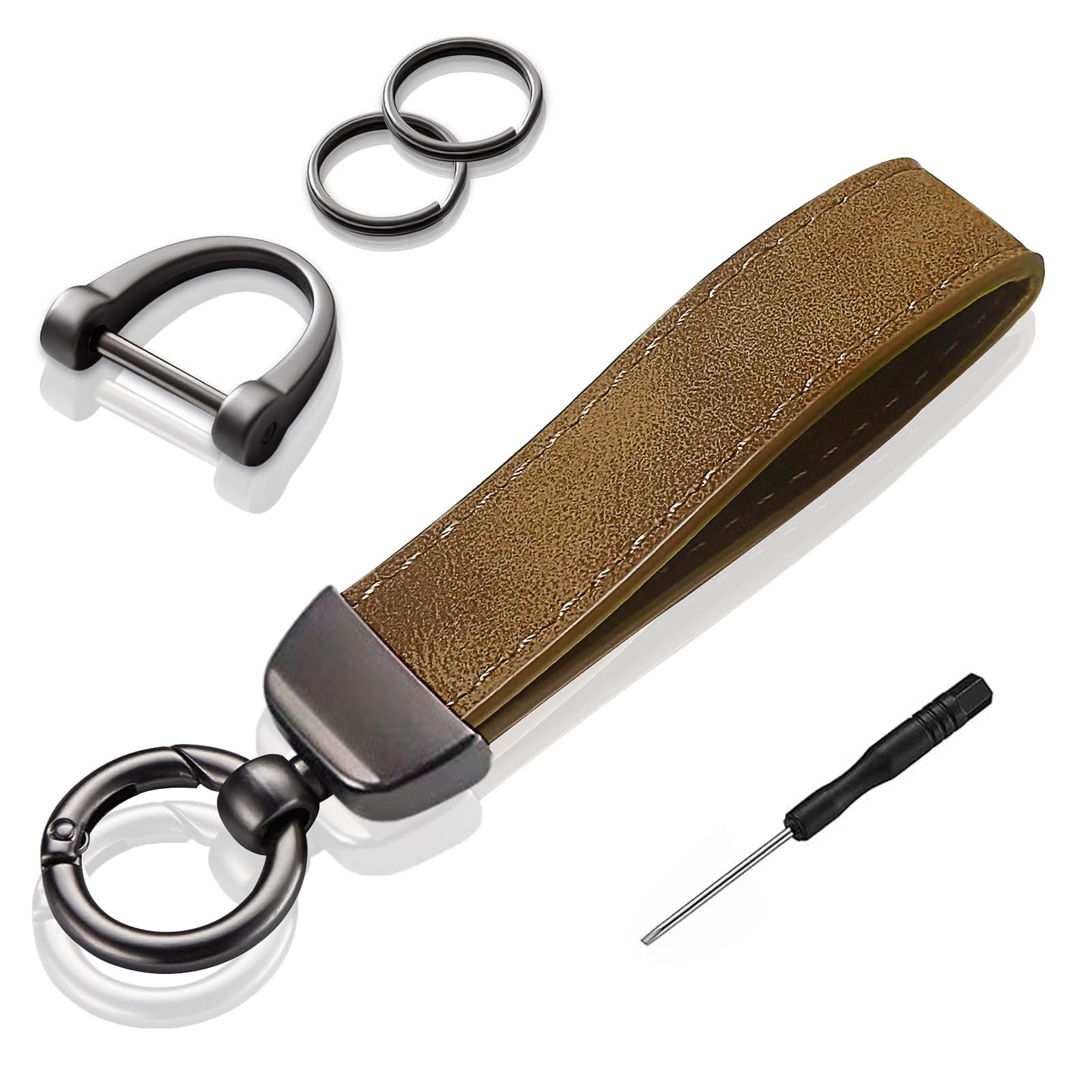 2 x Brand New Leather Keychain for Men Key Chain for Car Keys Keychain ...