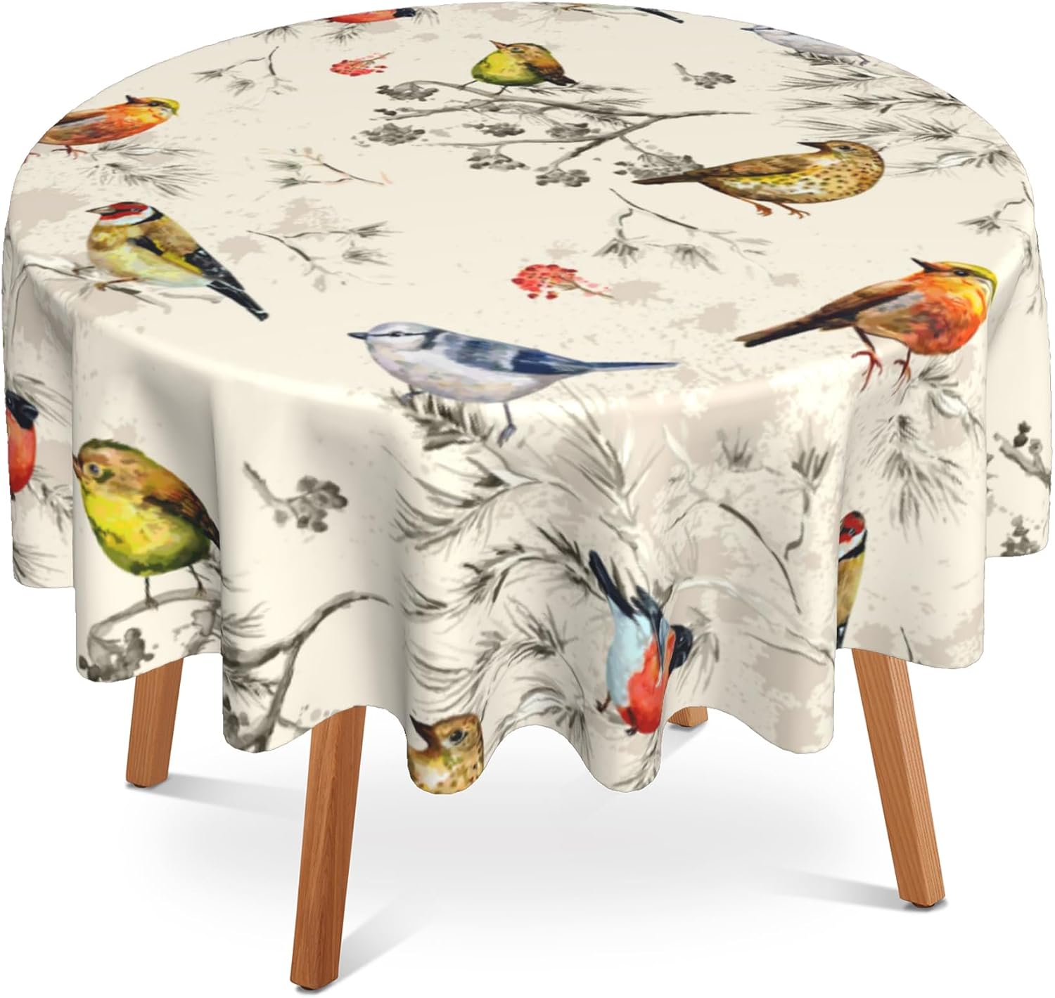 Amazon.com: UIUPRO Vintage Birds Round Table Cloth 60 Inch,Watercolor ...