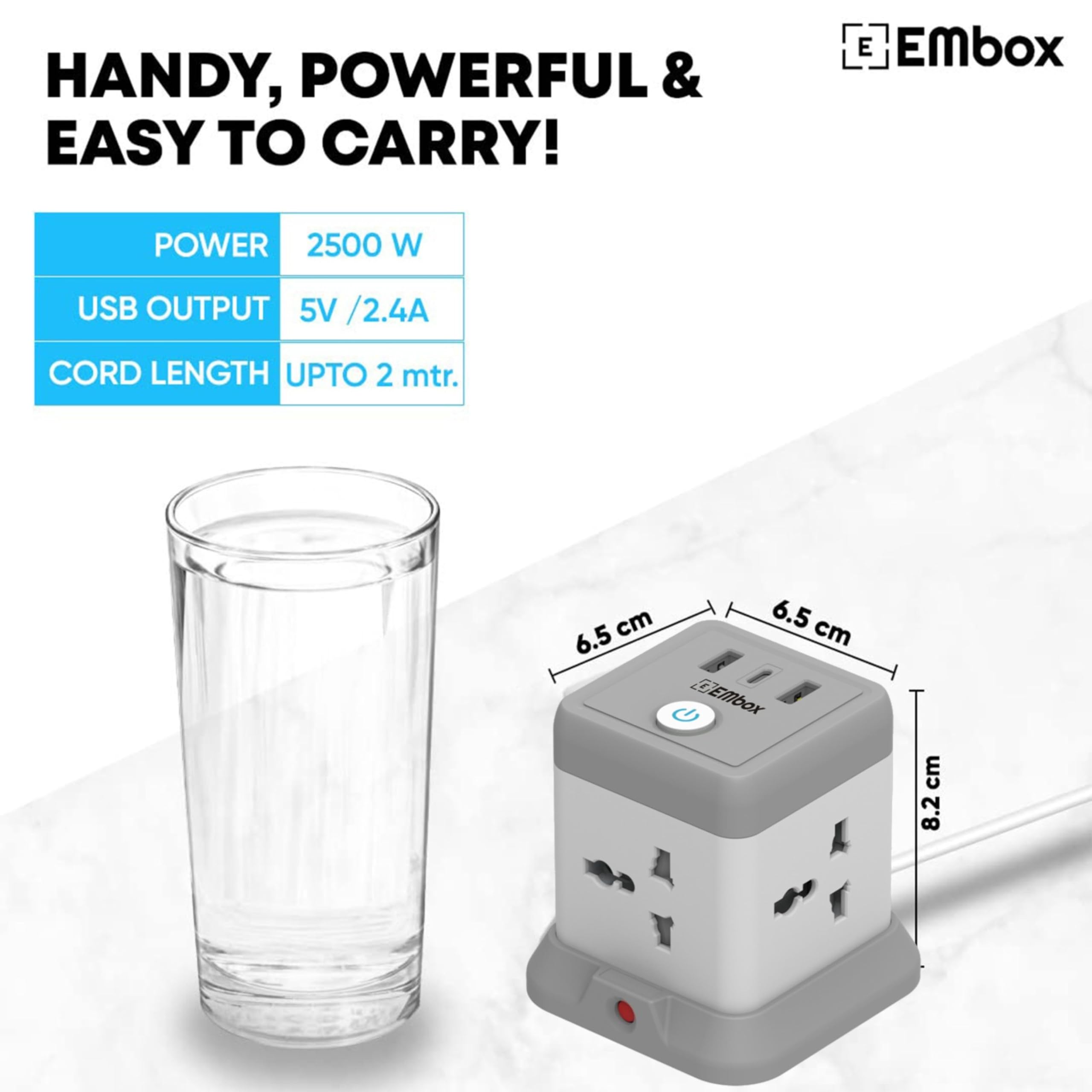 Buy EMBOX Cube Extension Board with USB Port with Universal Sockets and ...