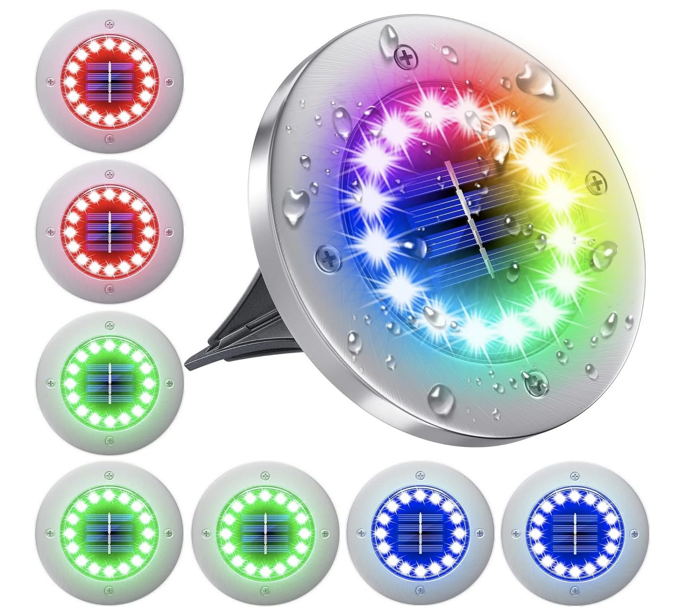 Color Changing Solar Ground Lights, 16 LED Multicolor Outdoor Landscape ...