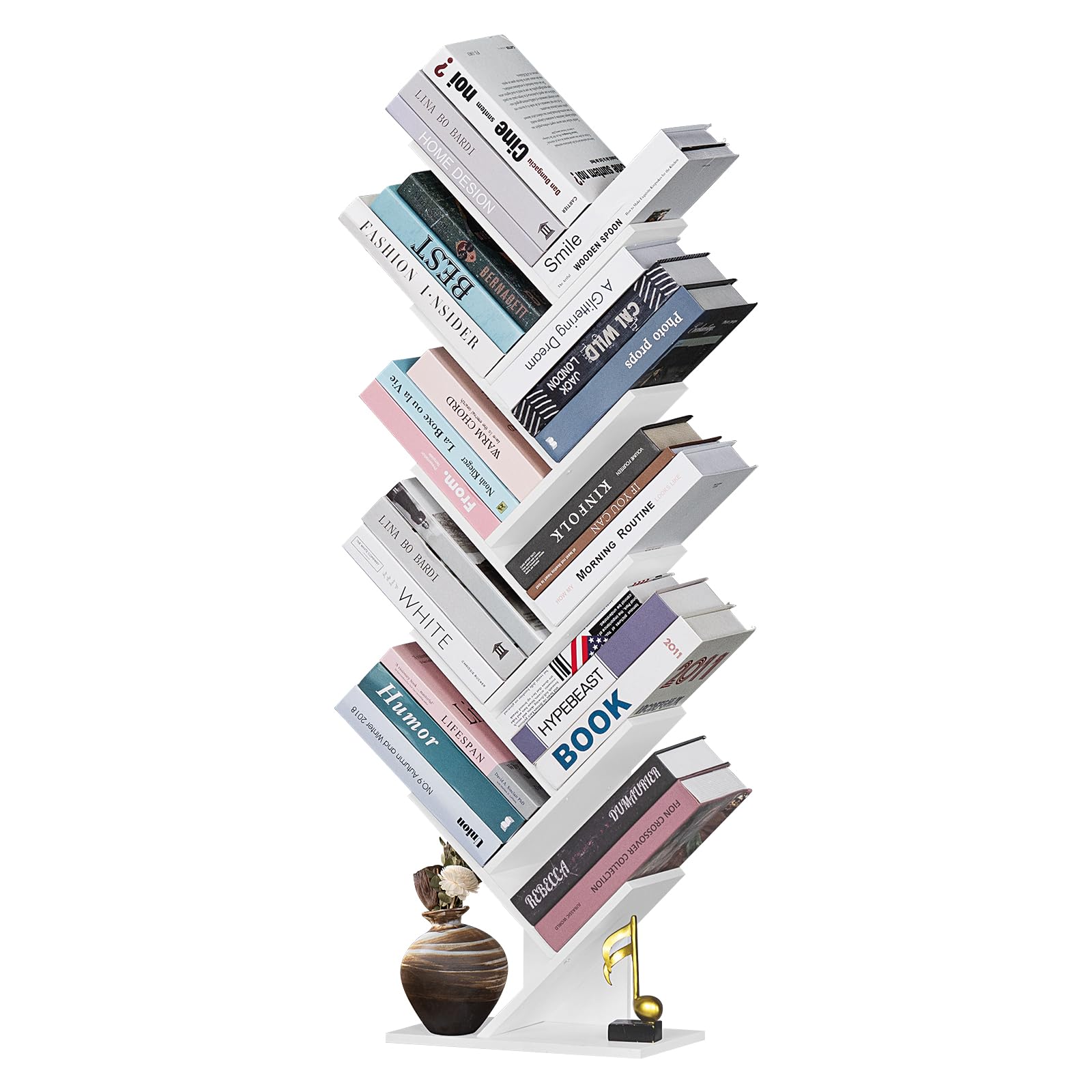 Amazon.com: SHEEPAM 10 Tier Tree Book Shelf, Floor Standing Wood ...