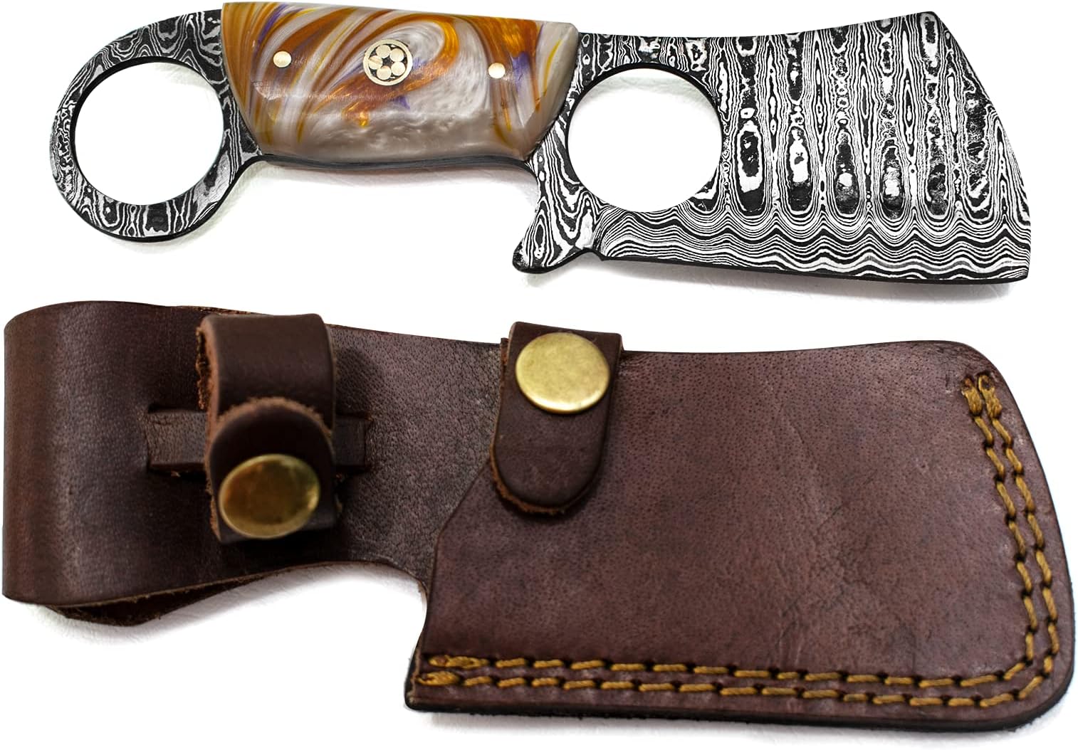 Amazon.com: Titan International Knives Damascus Steel Mini Cleaver ...