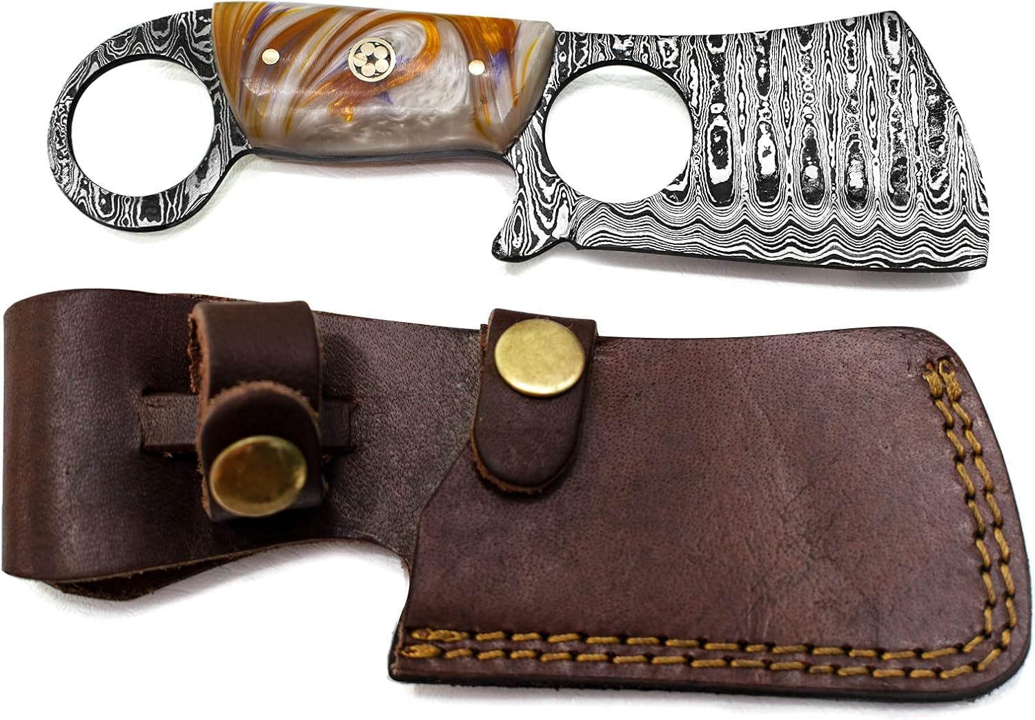 Amazon.com: Titan International Knives Damascus Steel Mini Cleaver ...