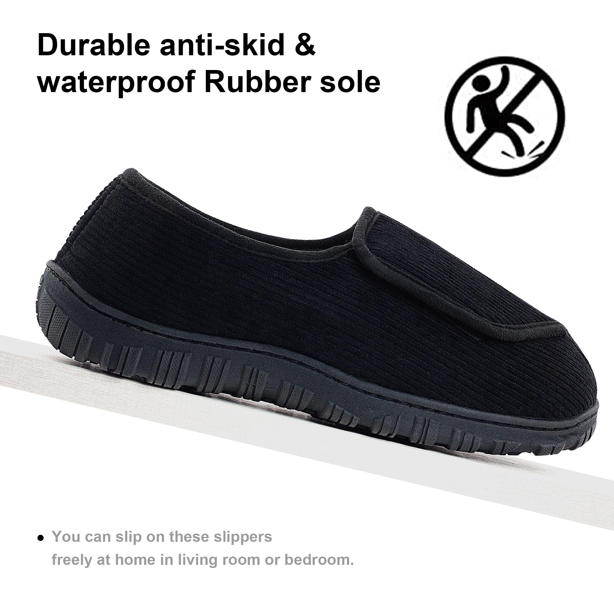 Snapklik.com : Mens Memory Foam Diabetic Slippers Extra Wide Comfy