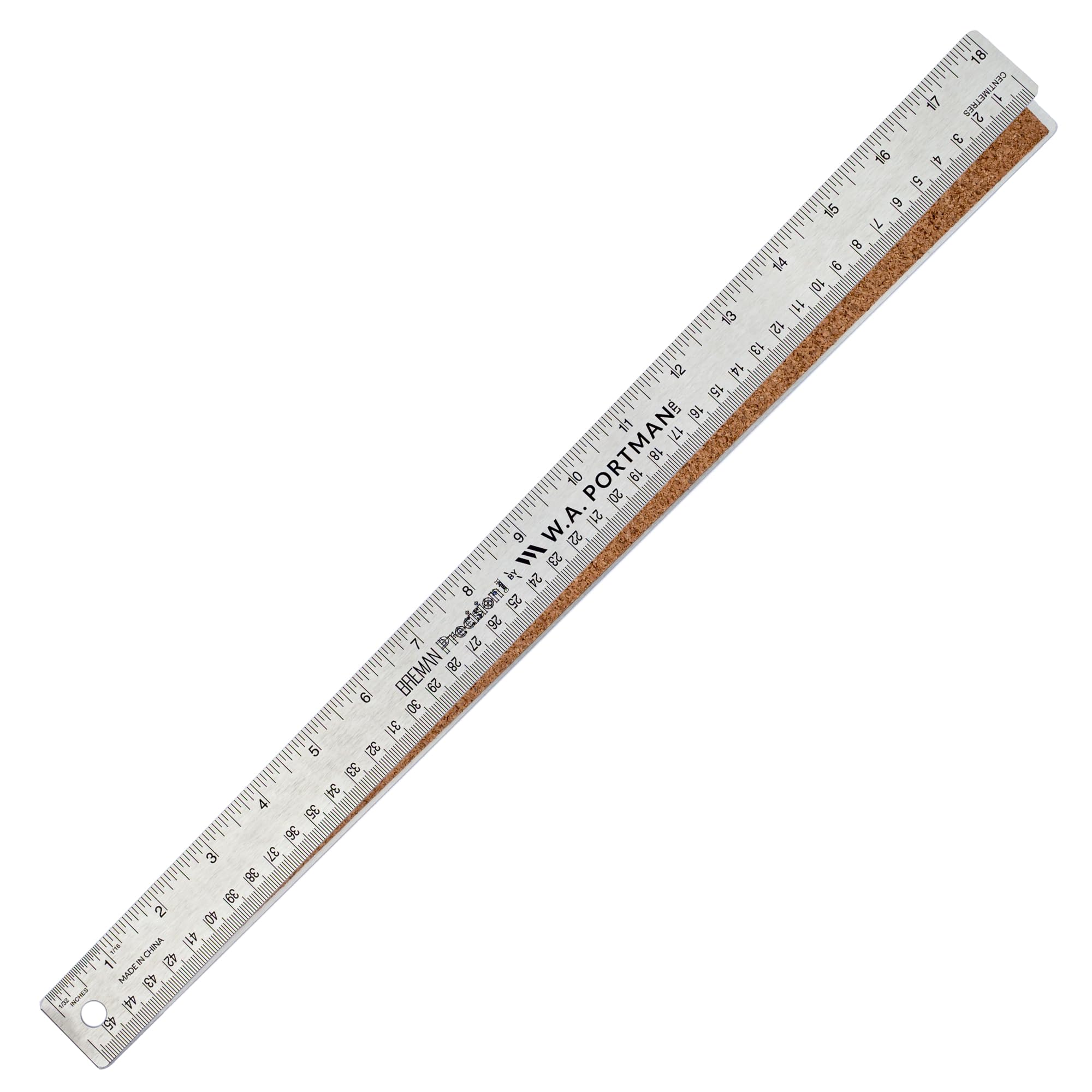 Snapklik.com : Breman Precision Metal Ruler 18 Inch Cork Back Stainless ...