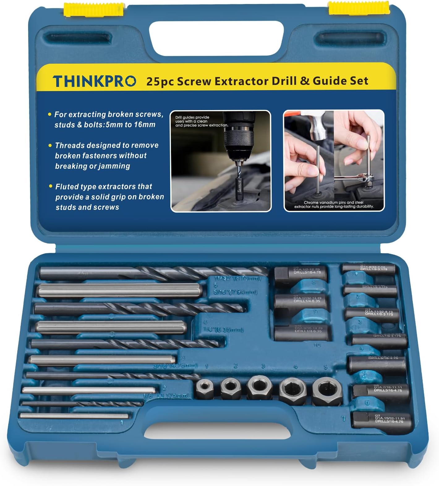 Drill Hog USA 6 Pc Square Easy Out Set Straight Screw Extractor ...