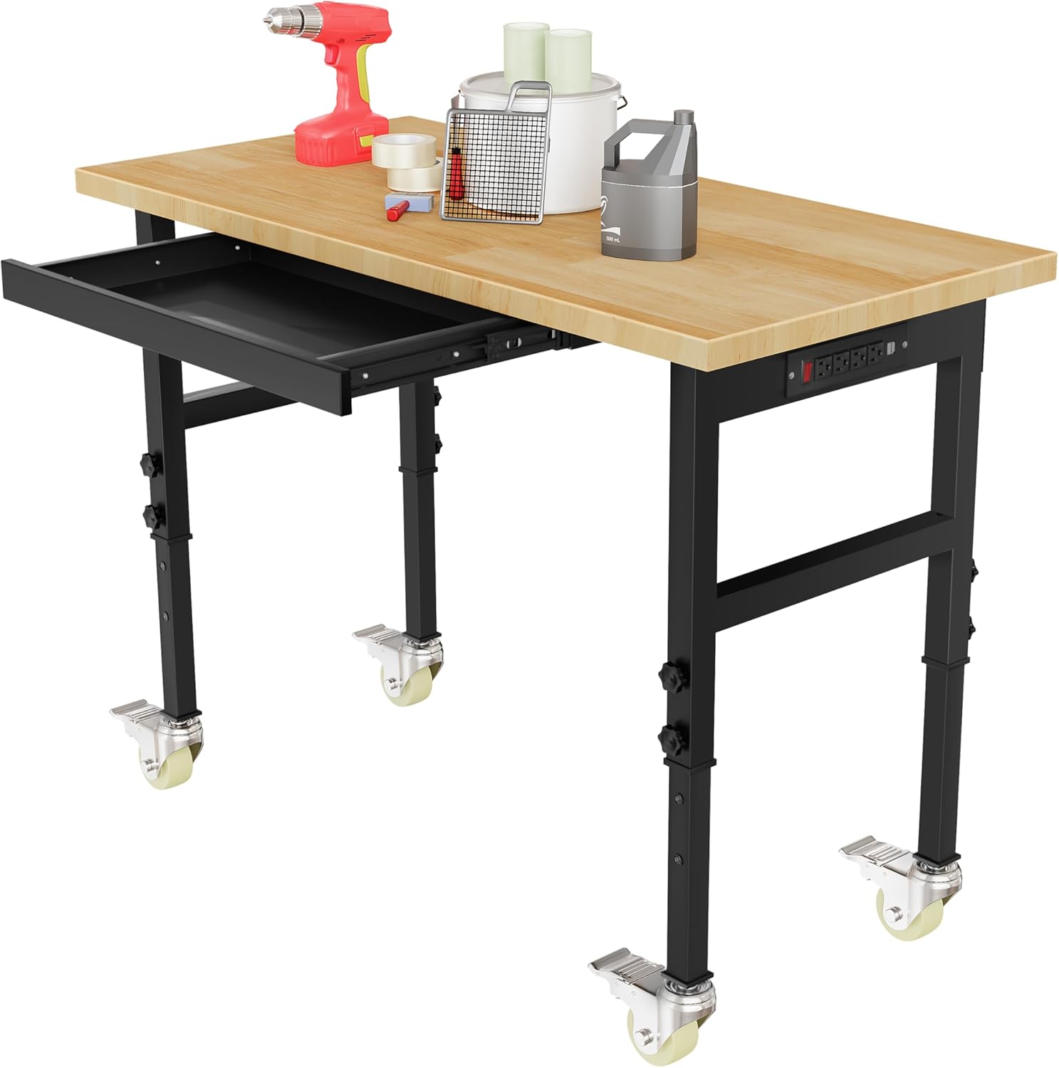 Pedditst Work Bench, 48"X 24" Adjustable Workbench with Drawers and ...