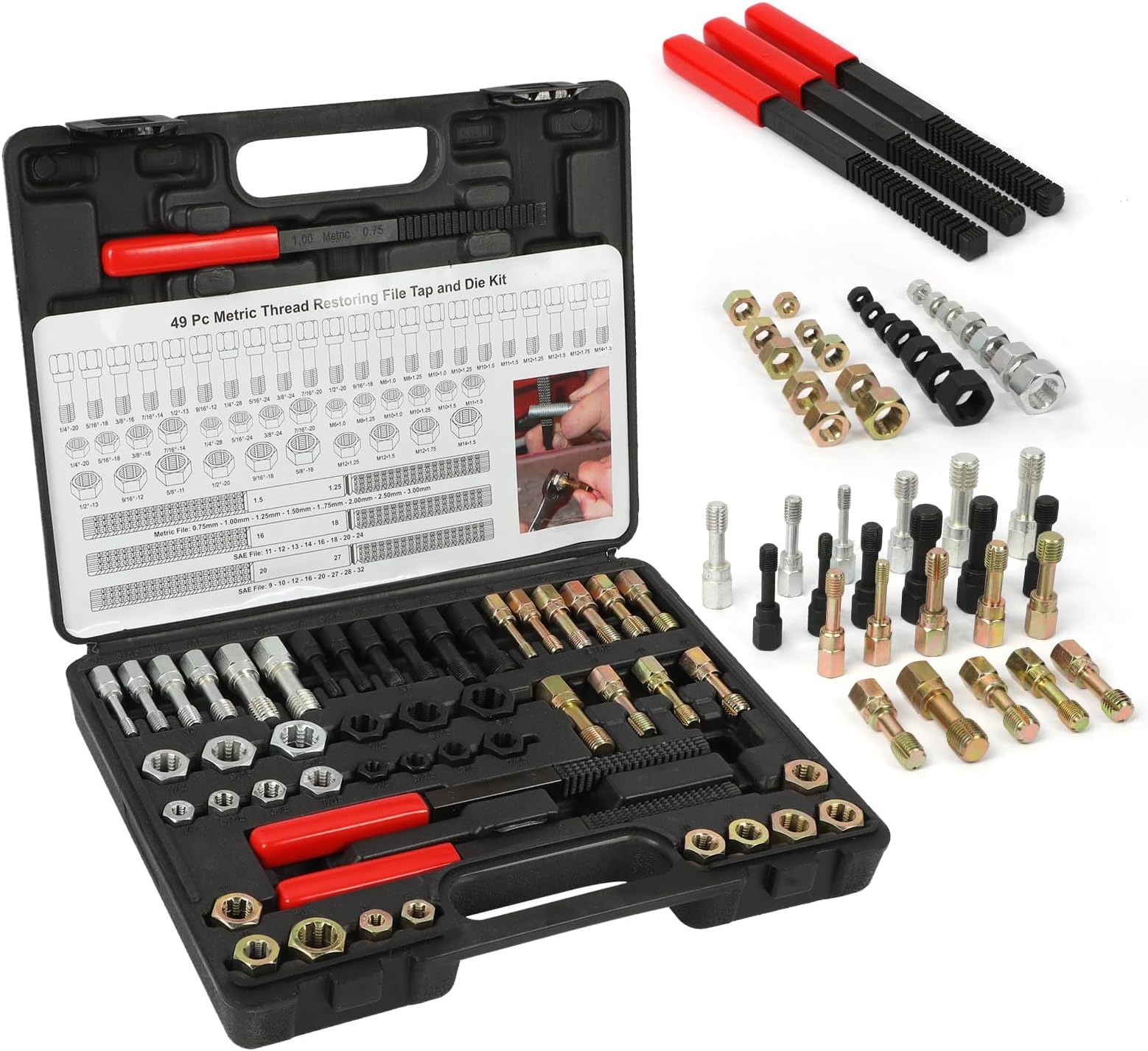 Amazon.com: Reywoo 49 PC Thread Chaser Set, Metric and SAE Thread ...