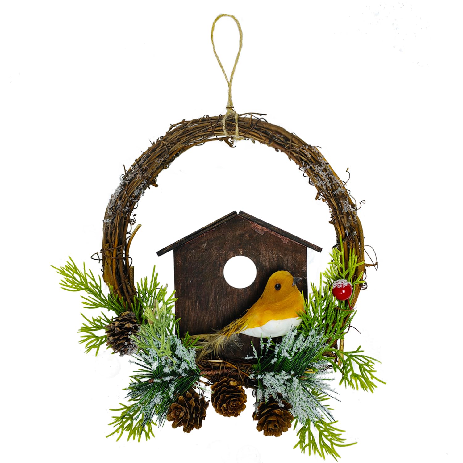 20cm Christmas Wreath Cute Robin Bird Wreaths for Cabinet, Front Door ...