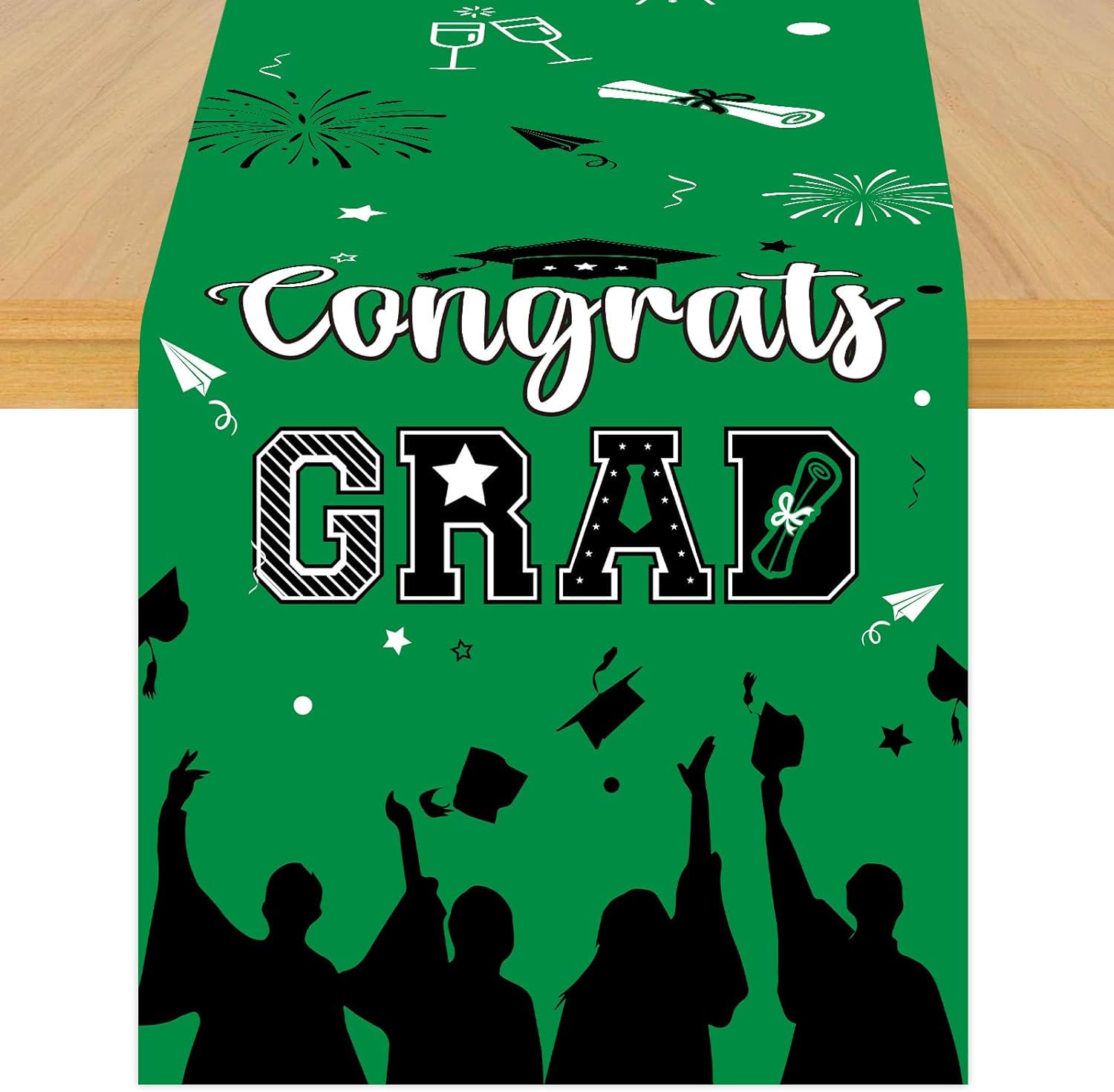 Amazon.com: Cheerupp 2025 Graduation Theme Table Runner, Green Black ...