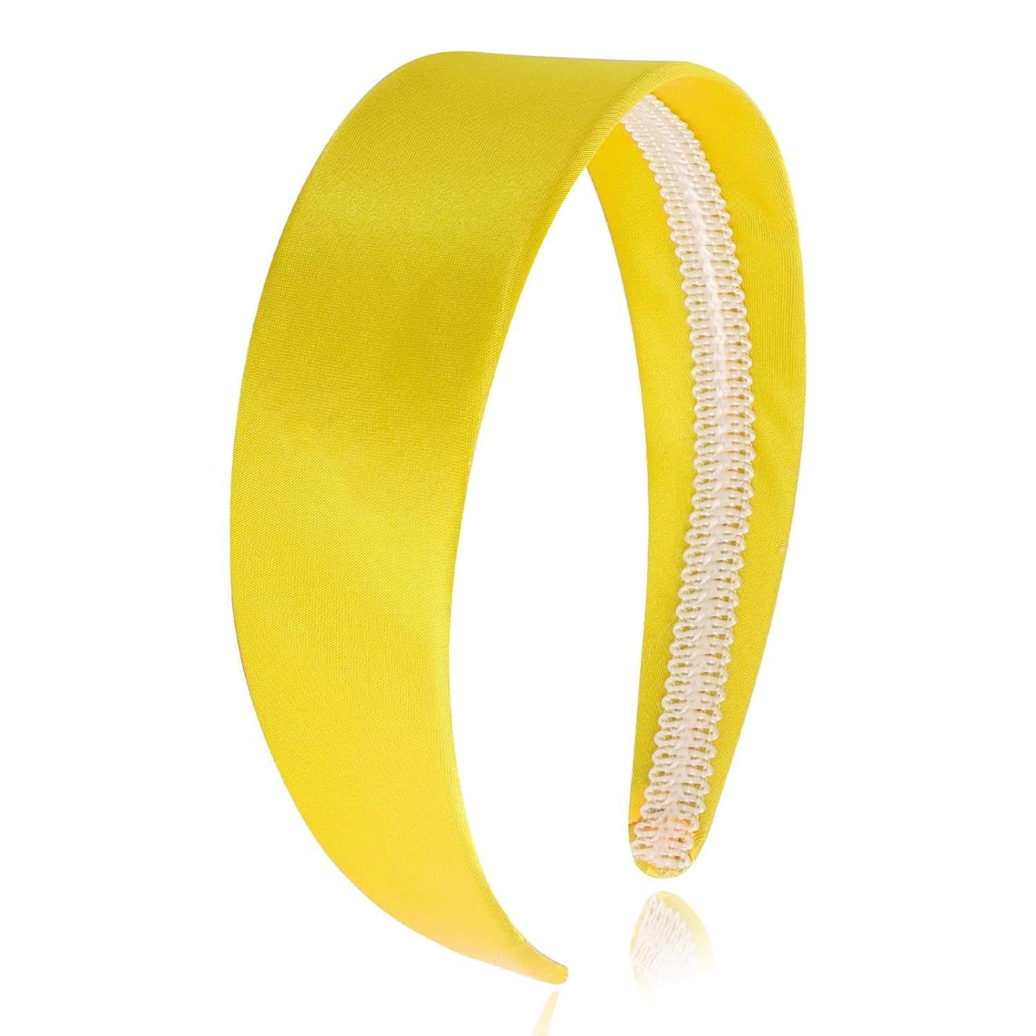 Amazon.com : Wecoe Yellow Headband 1.6 Inch Wide Silk Satin Headband ...