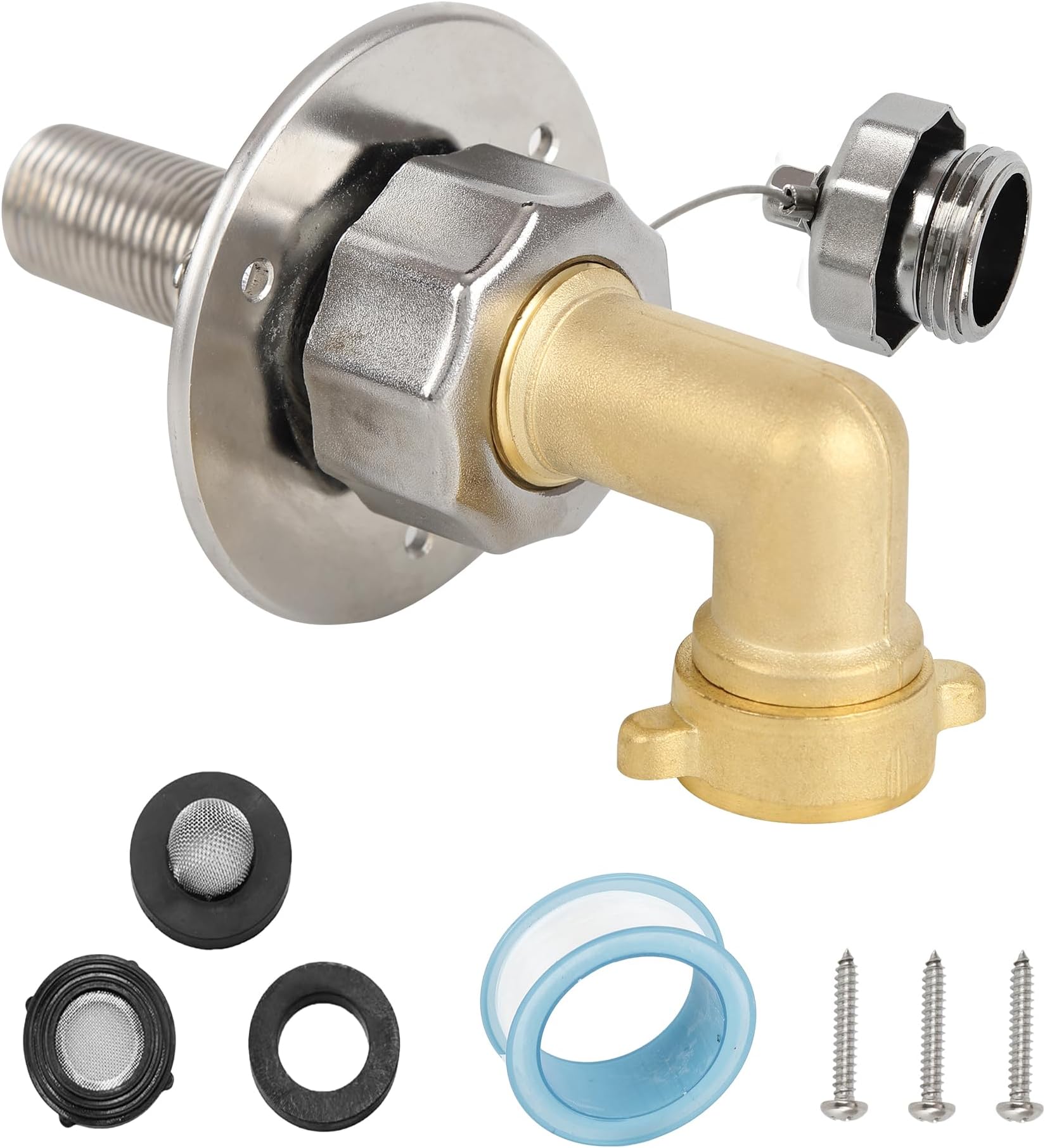 Amazon.com: Linkstyle RV City Water Fill Inlet Flange Brass with Check ...