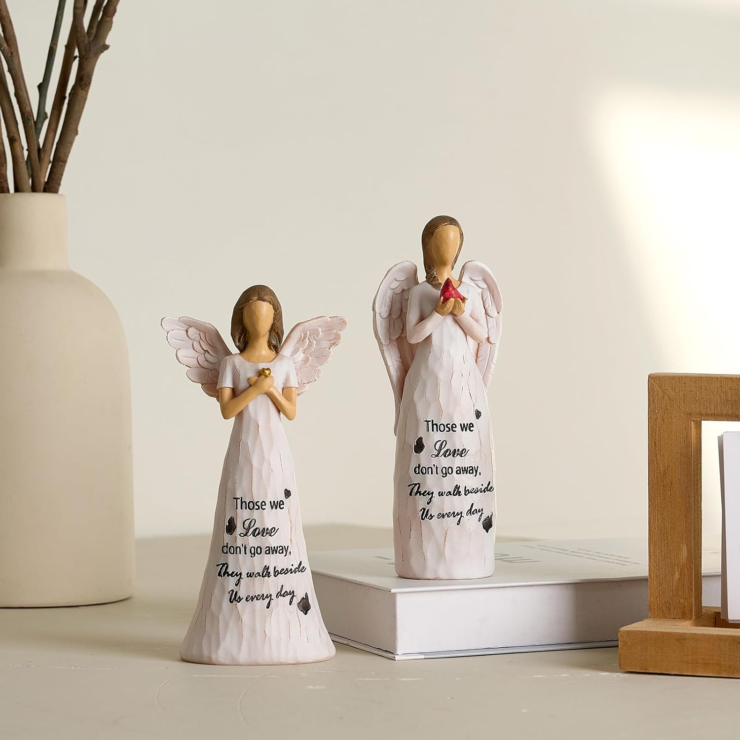 Amazon.com: 2 Piece Angels Figurines Set 5.9" Remembrance Angel Statue ...