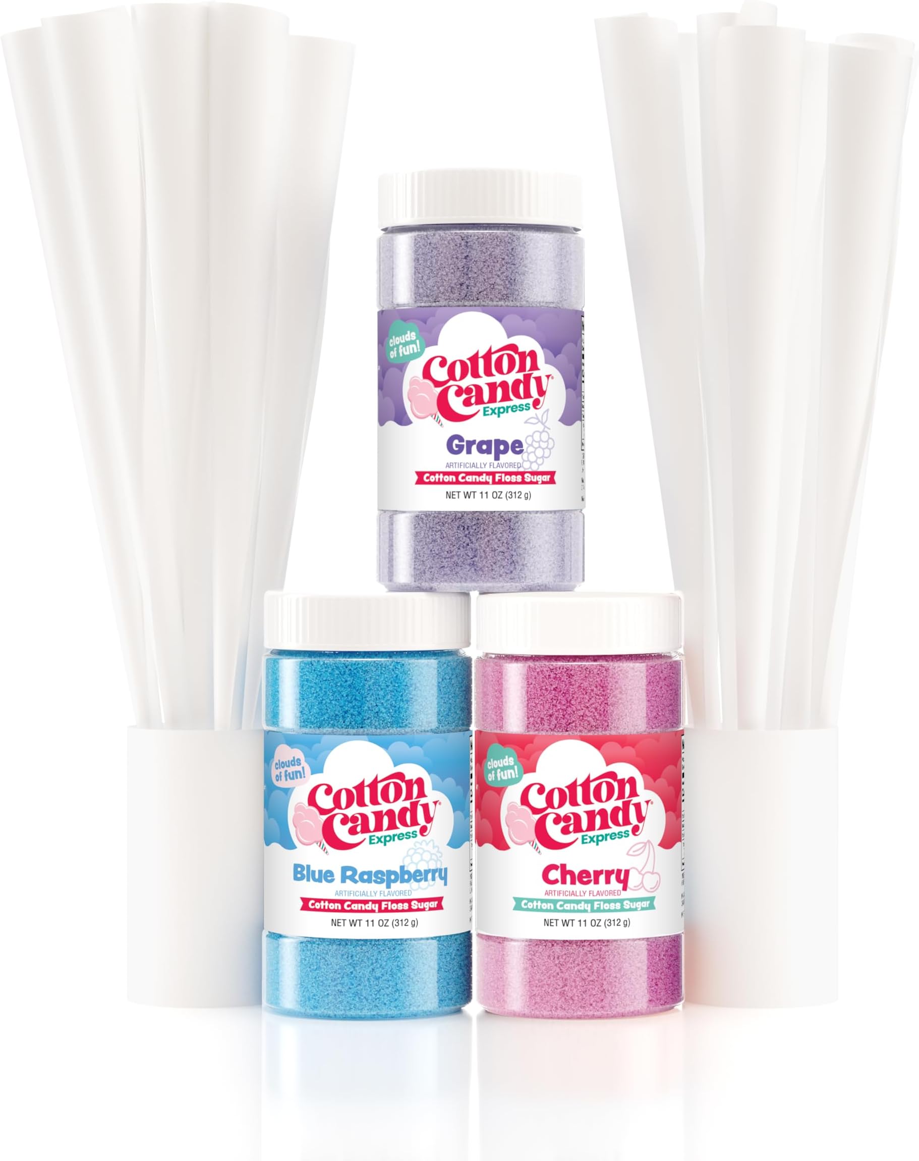 Amazon.com: Cotton Candy Express Floss Sugar Variety Pack with 3 - 11oz ...