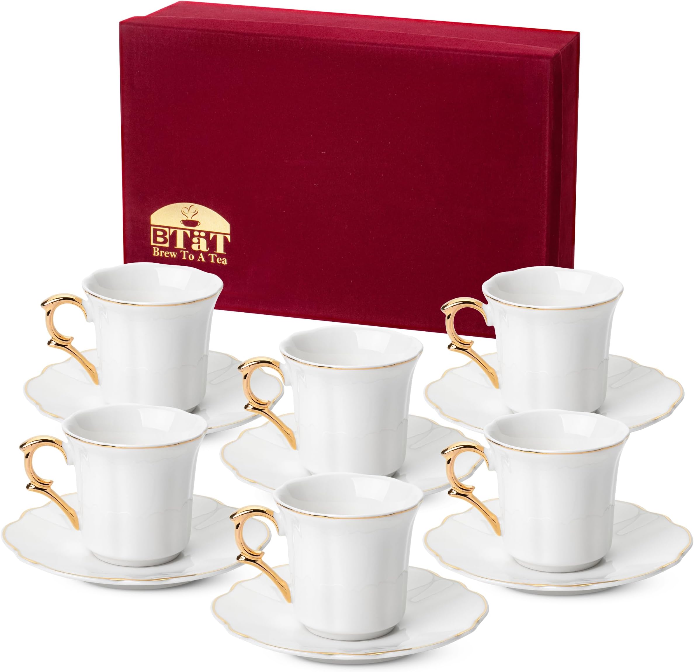 Amazon.com | Cuisinox White Porcelain Cappuccino Cups and Saucers in ...