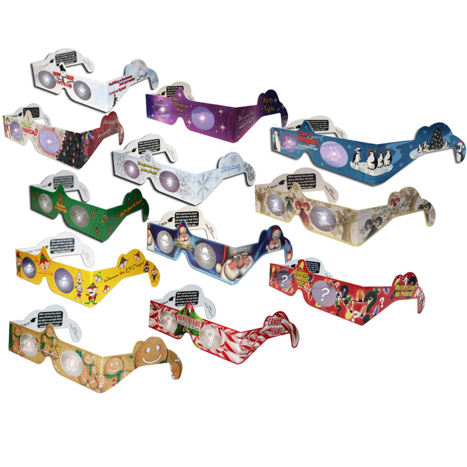Amazon.com: 24 Count Holiday Specs Christmas 3D Glasses Turn Holiday ...