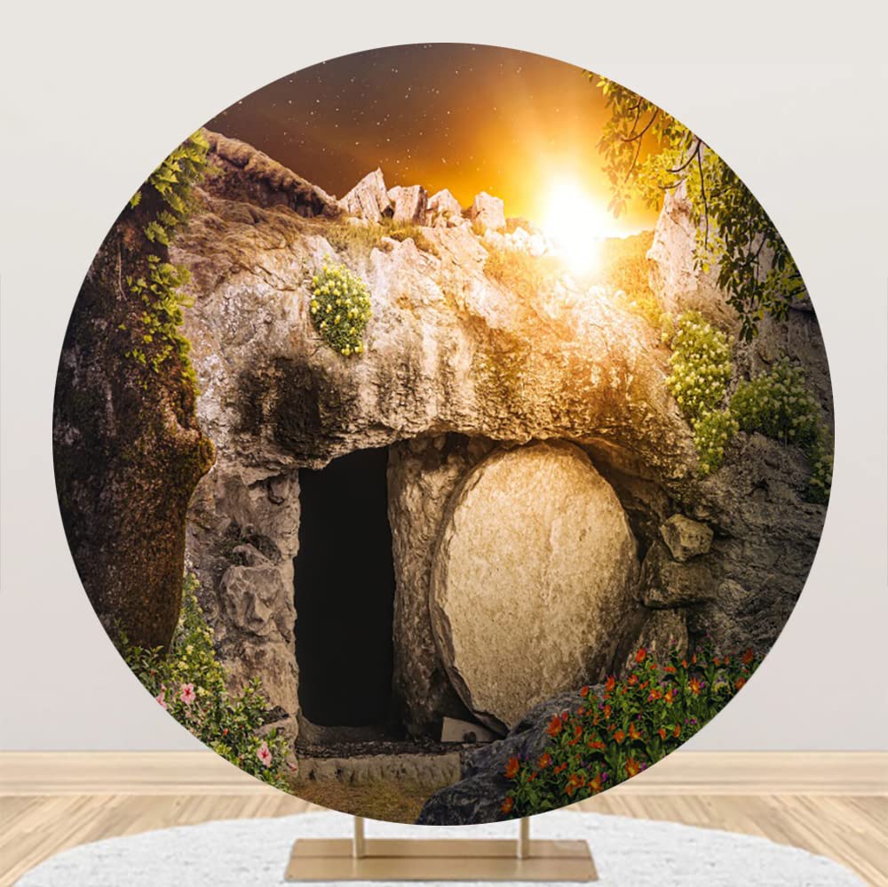Amazon.com : Laeacco 7.2x7.2ft Empty Tomb Cave Round Backdrop Cover ...