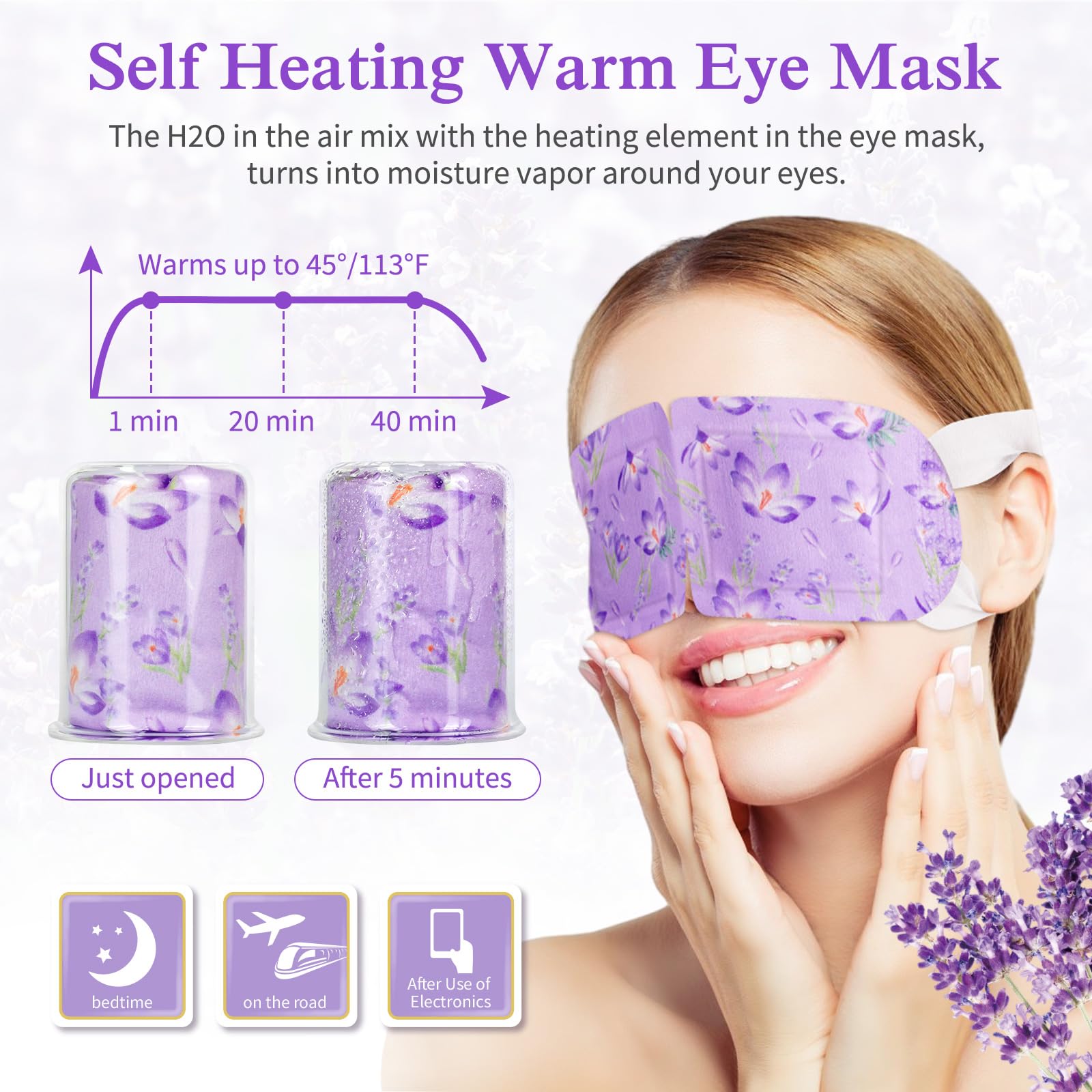 Steam Eye Mask,12 Packs Warming Eye Mask Self Heating Eye Mask Soothing ...