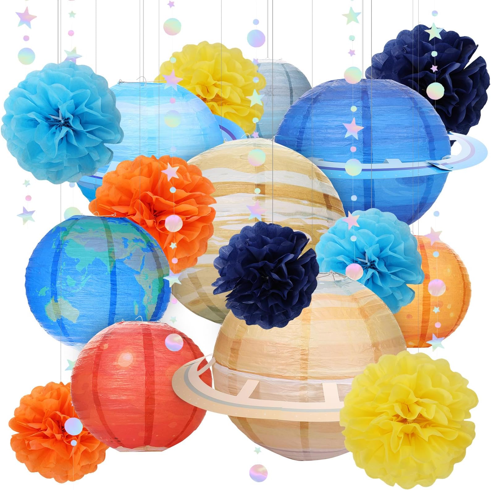18 Pcs Space Party Decorations Include 8 Pcs Planets Paper Lanterns 8 ...