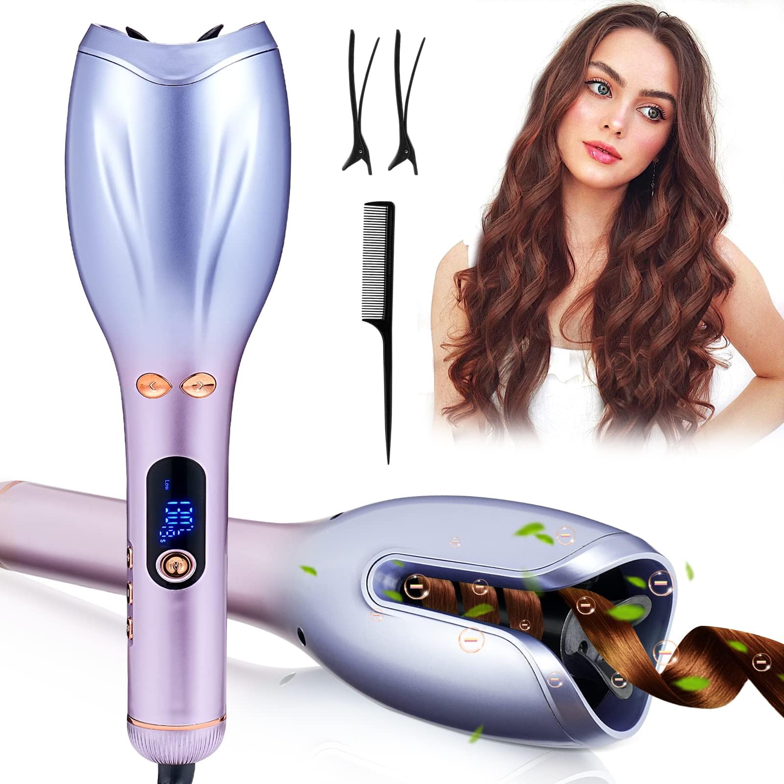 Amazon.com: Automatic Curling Iron,Cordless Auto Hair Curler, Rotating ...