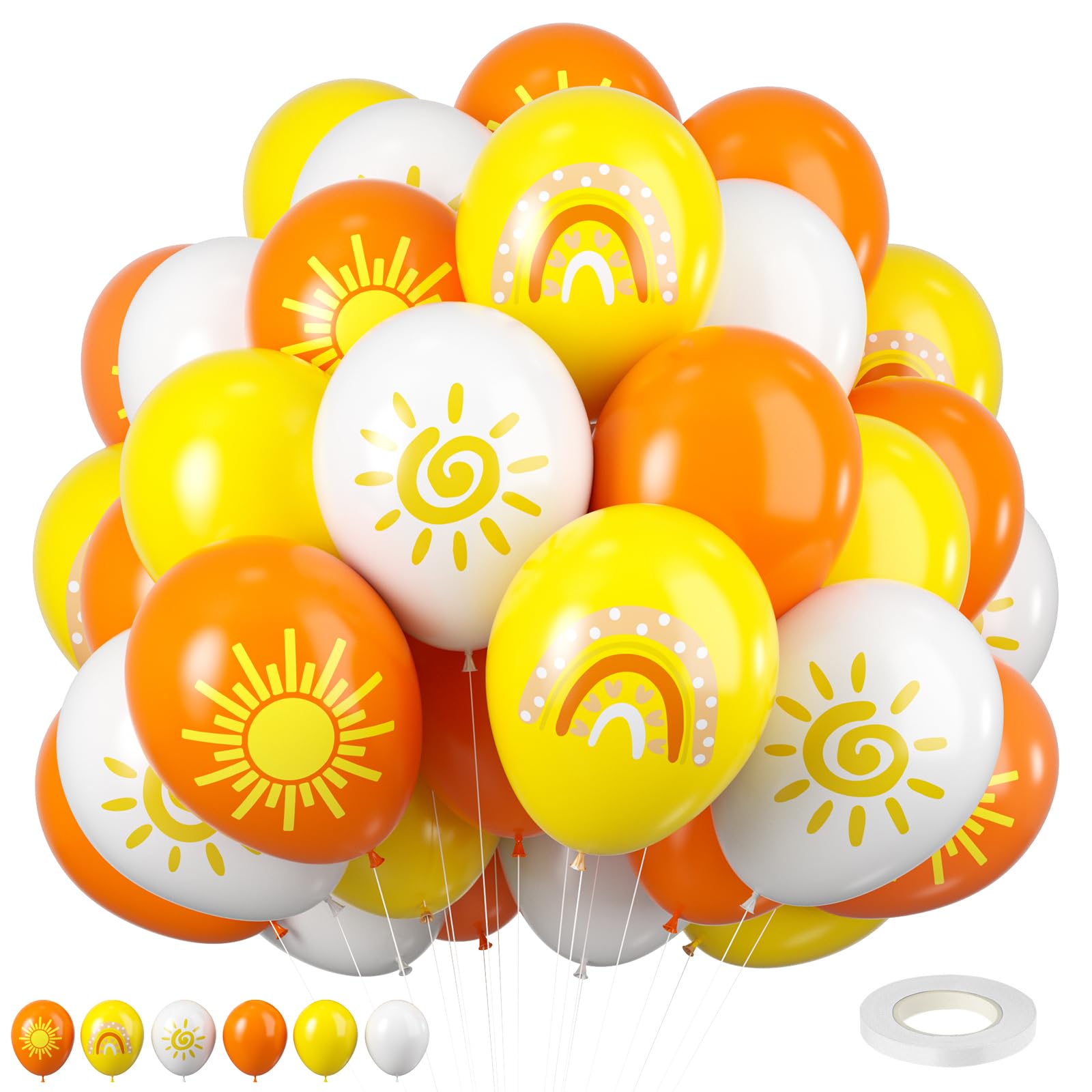 Amazon.com: Sun Balloons, 12 inch Yellow Orange White Latex Balloons ...