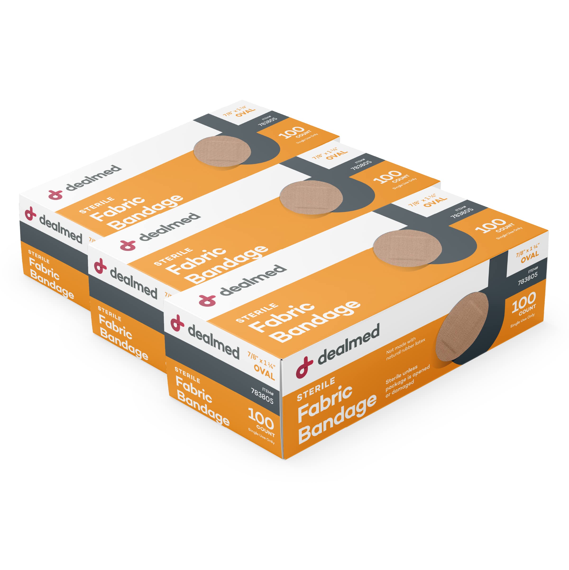 Dealmed Flexible Fabric Oval Spot Adhesive Bandages 100 Count 3 ...