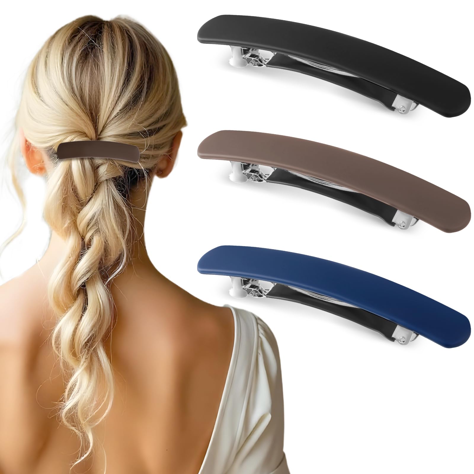 Amazon.com : 3 PCS Vintage Flat Ponytail Clips Medium Hair Barrettes ...
