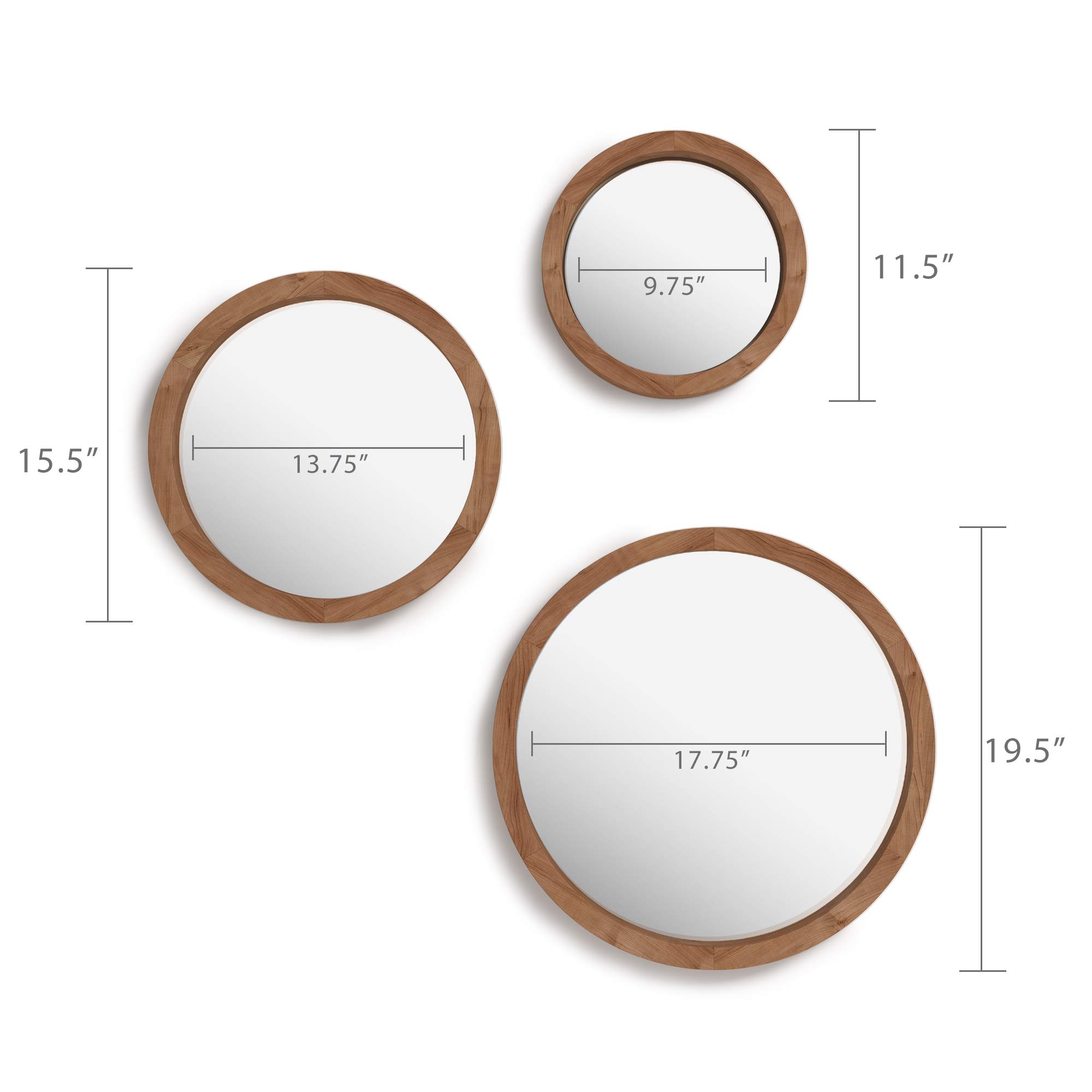 Modern Market Set of 3 (19.5"/15.5"/11.5") Decorative Round Wall ...
