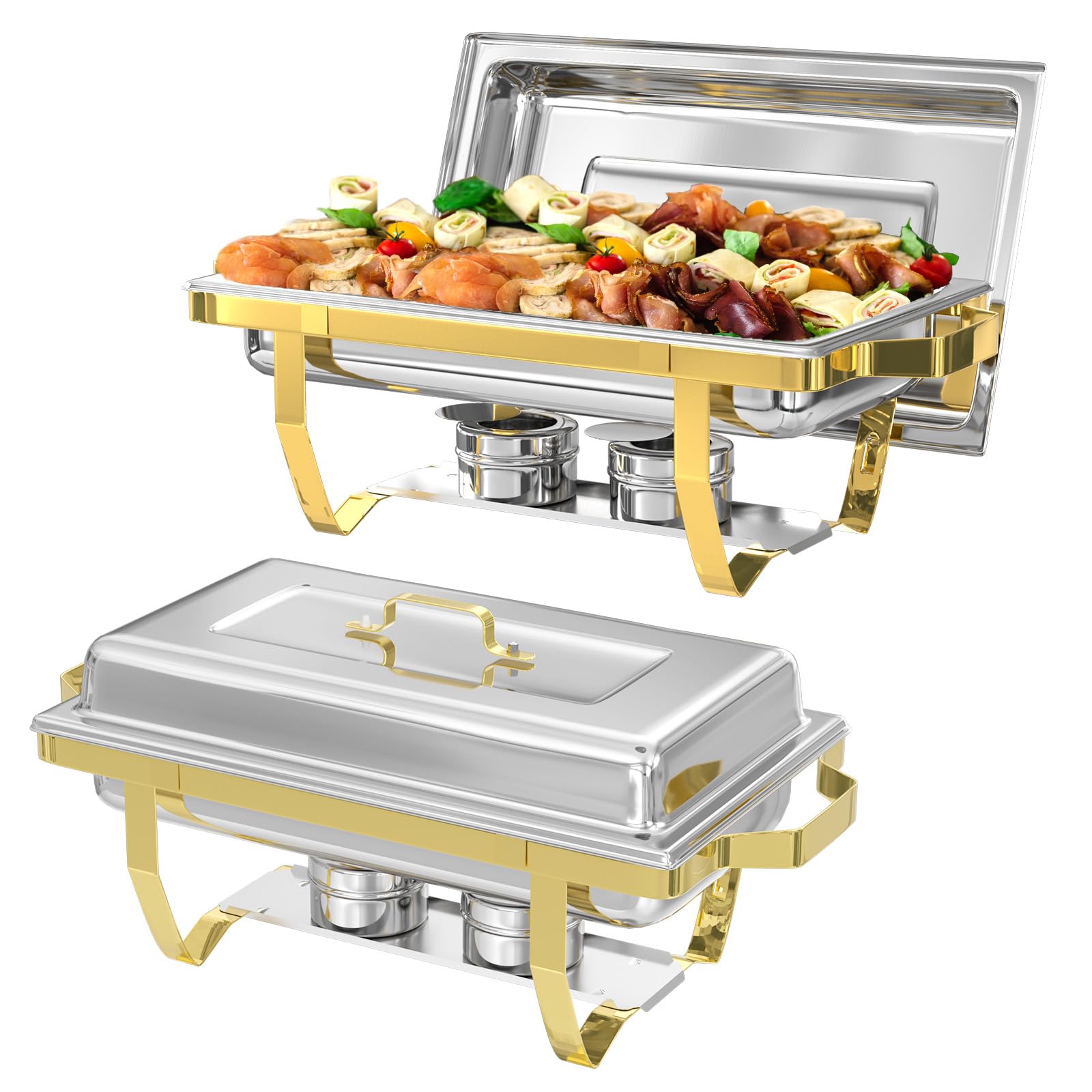 Amazon.com: IMACONE Chafing Dish Buffet Sets of 2, 8QT Stainless Steel ...