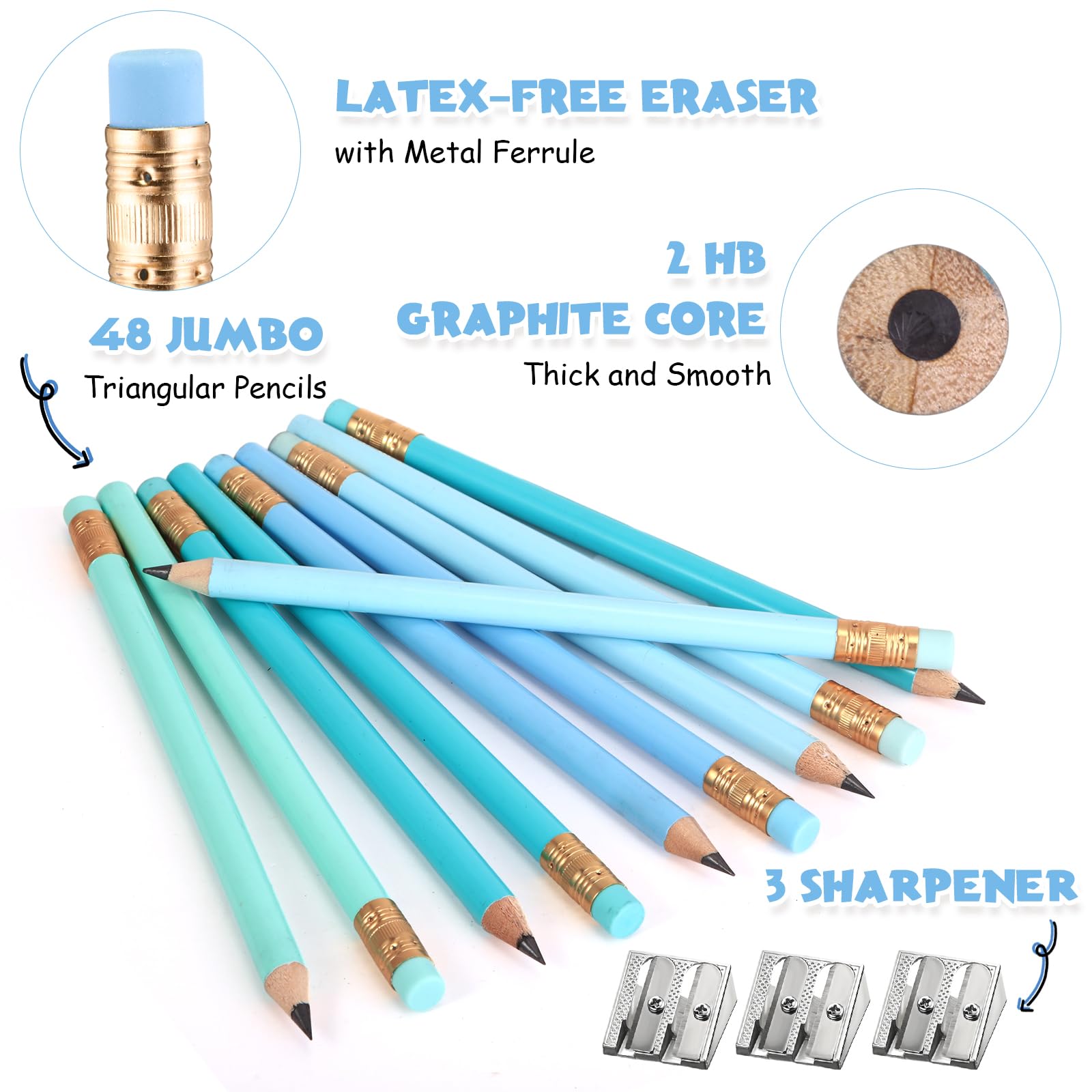 Snapklik.com : Fainne 48 Pcs Fat Pencils Jumbo Big Thick Large Pencils ...