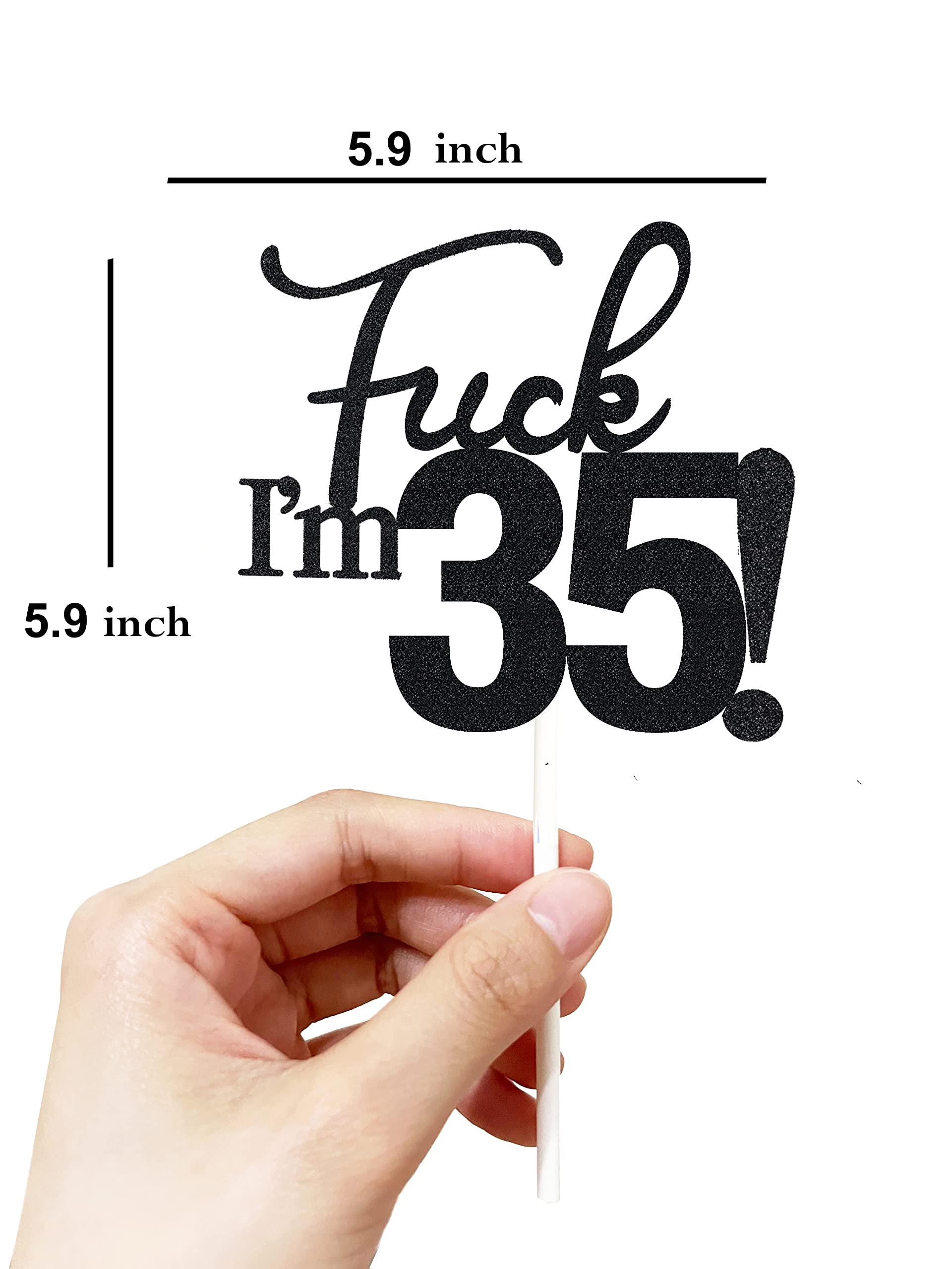 Snapklik.com : 35 Cake Toppers, 35 Birthday Cake Toppers-Black Glitter ...