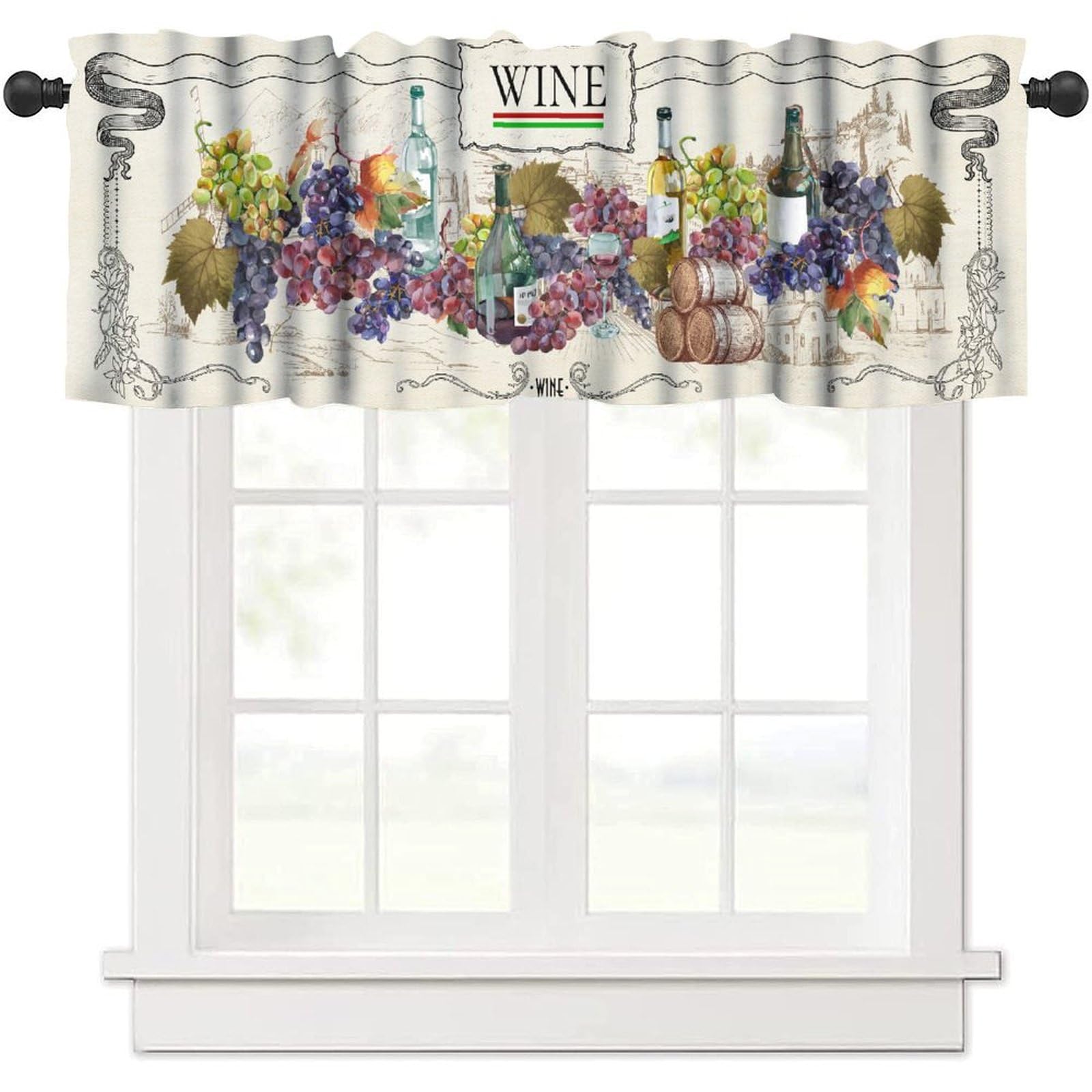 Amazon.com: wlsgdsg Retro Grape Wine Valance Curtains Decor, Watercolor ...